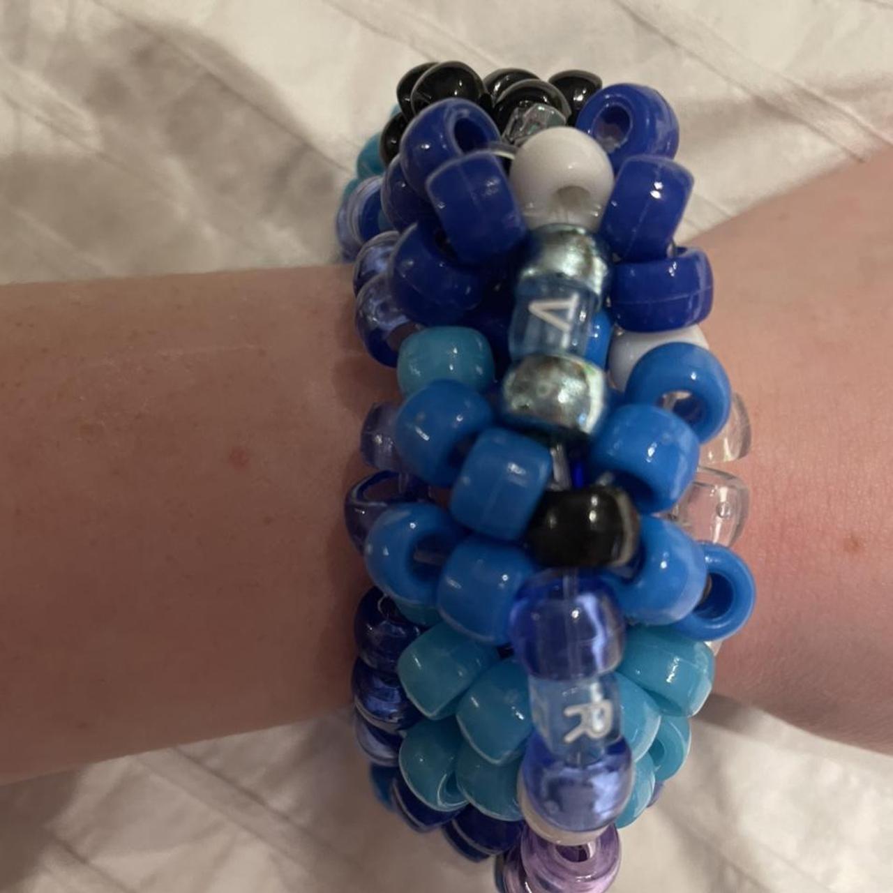 homestuck blue vriska themed kandi bead bracelet... - Depop