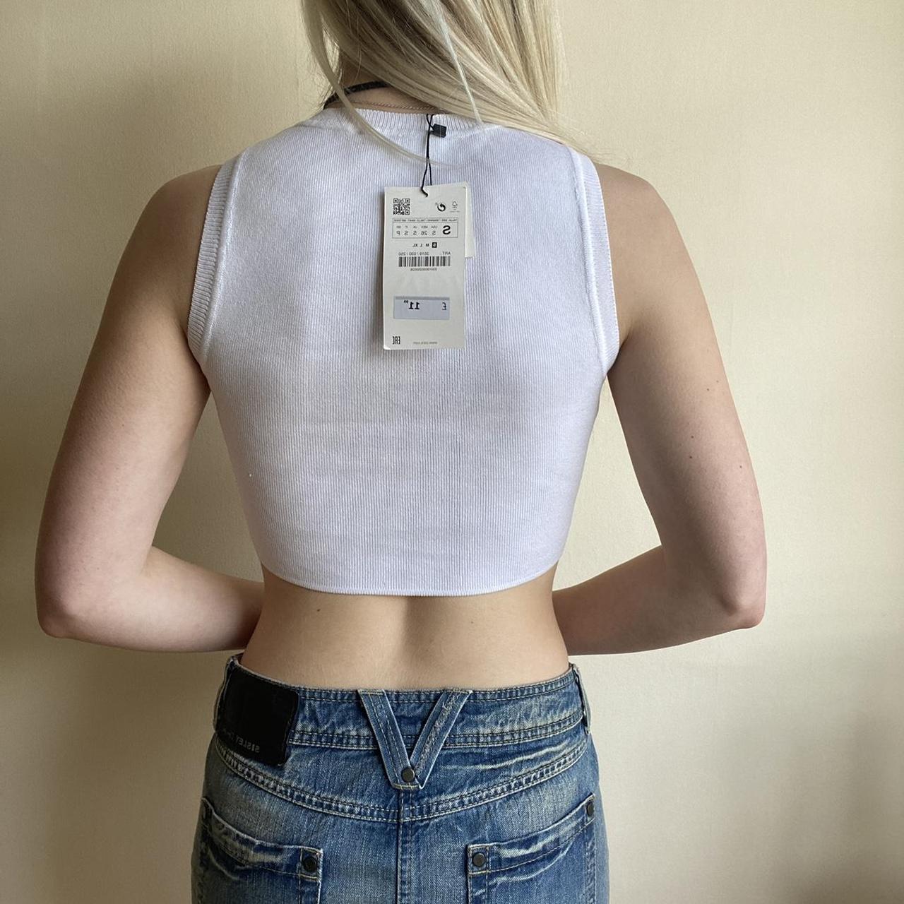 White cotton cropped vest in size small🤍 shown on... | Depop
