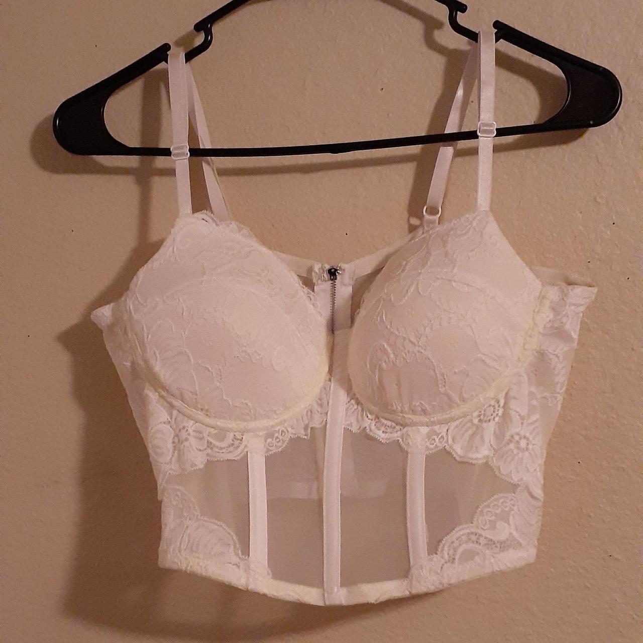 White Lace Bustier Top Worn Once To Try On And It Depop