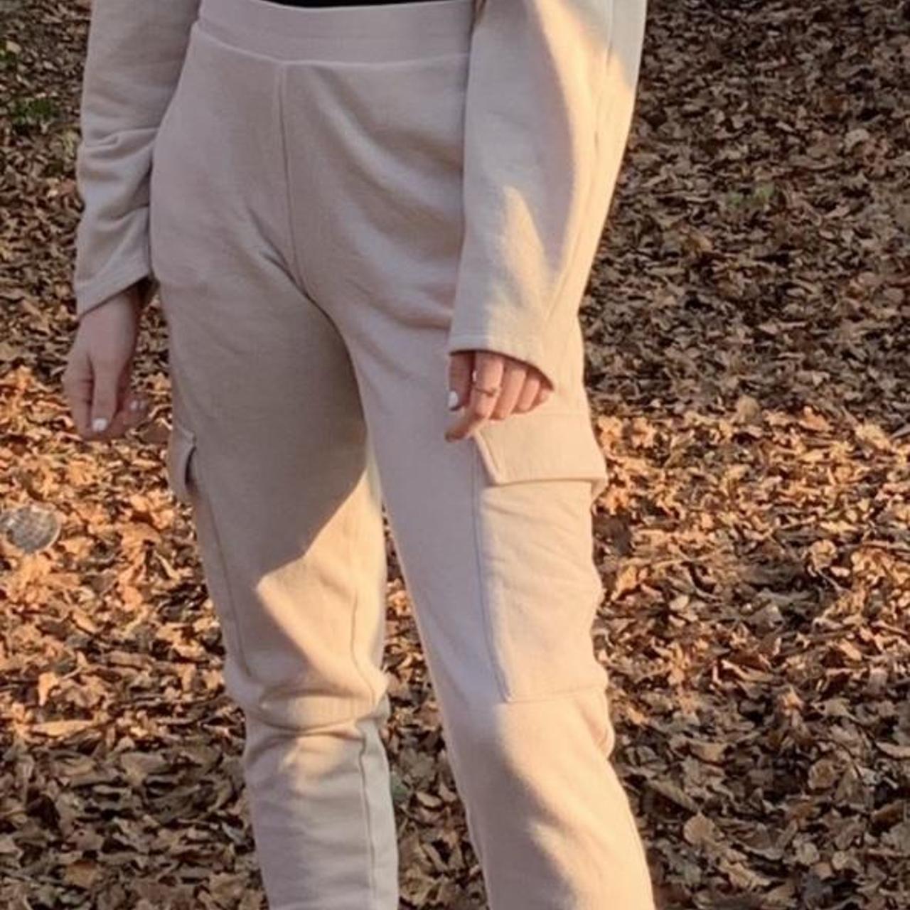 cream zara tracksuit set size xs worn handful of... - Depop