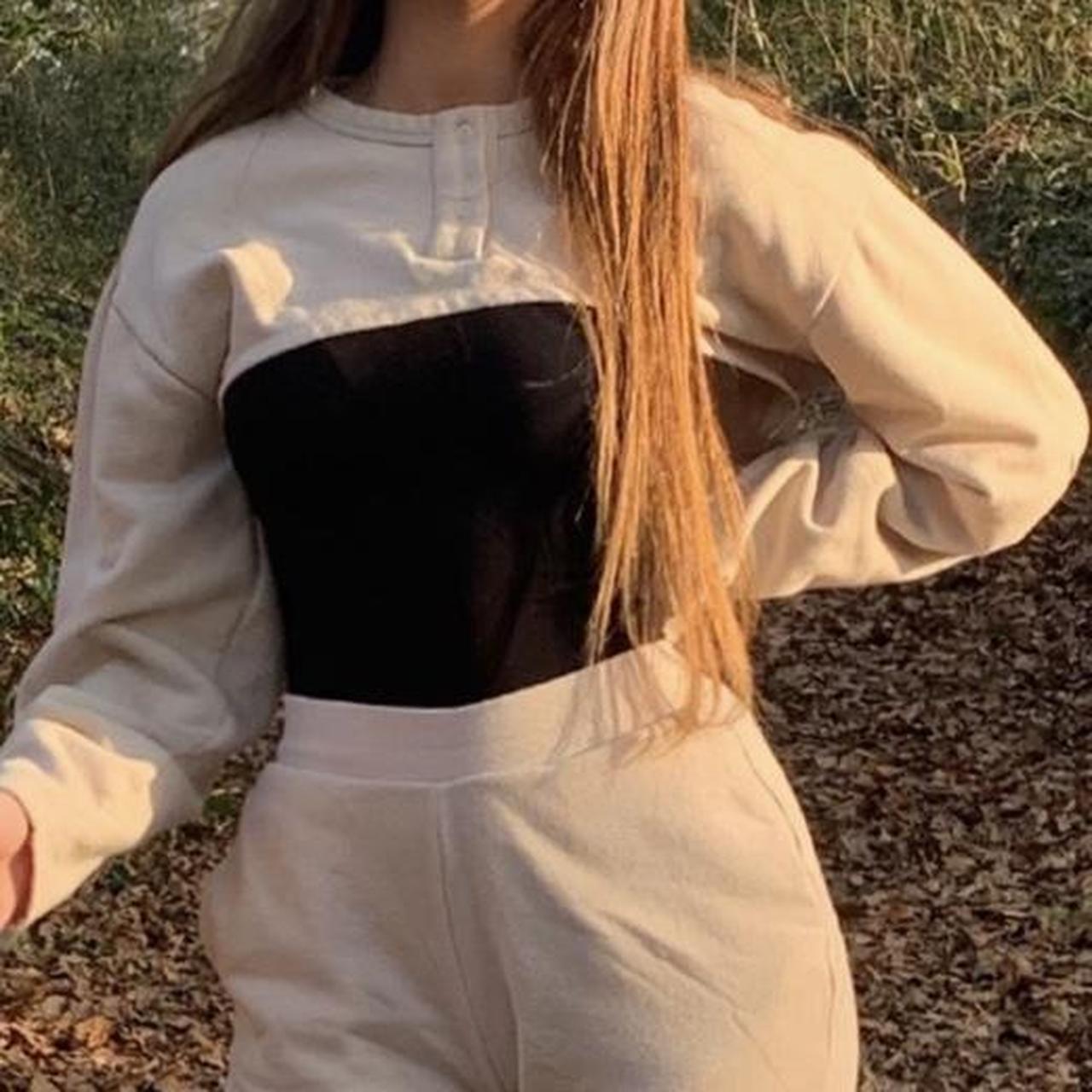 cream zara tracksuit set size xs worn handful of... - Depop