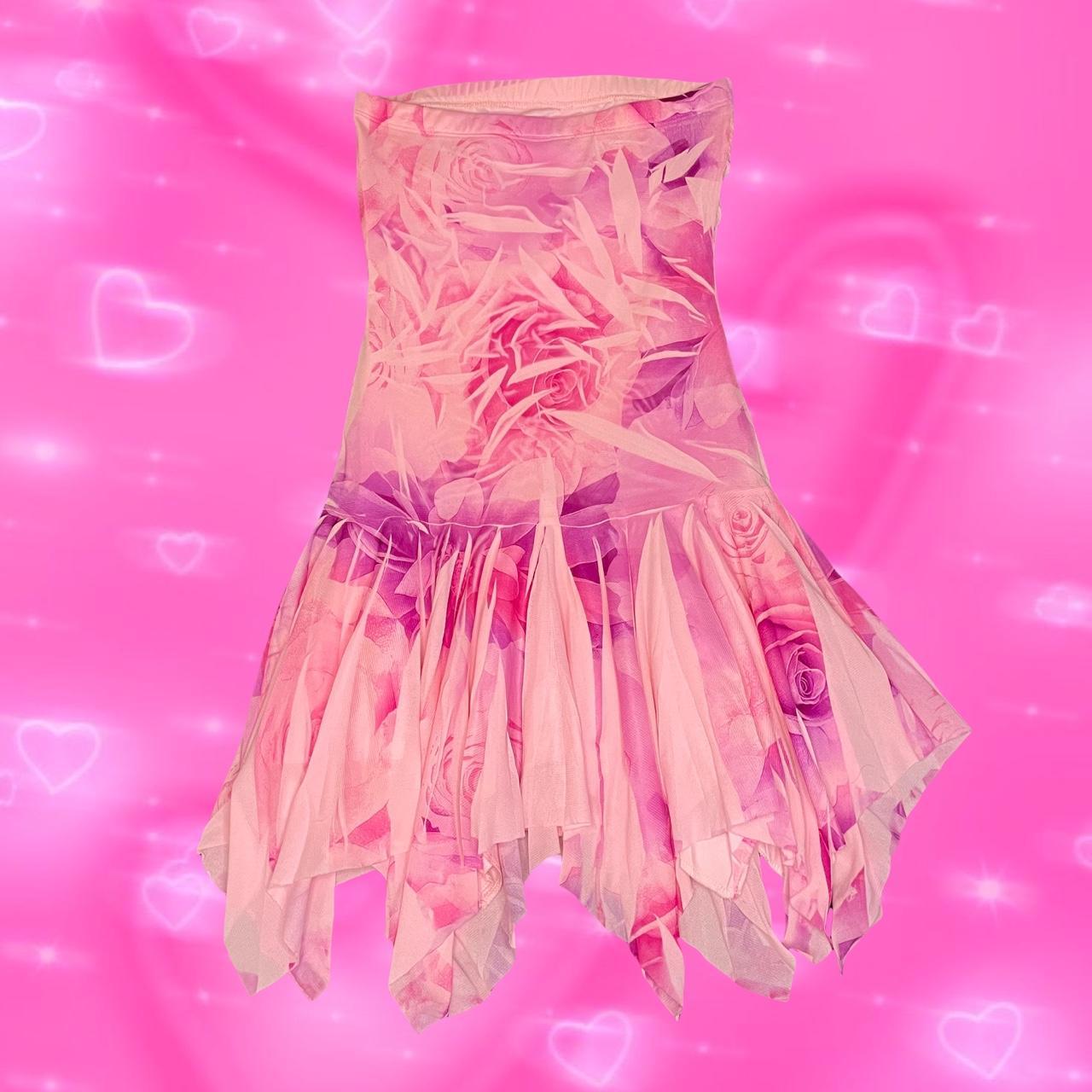 Vintage Charlotte Russe Pink Flowy Strapless Dress Depop