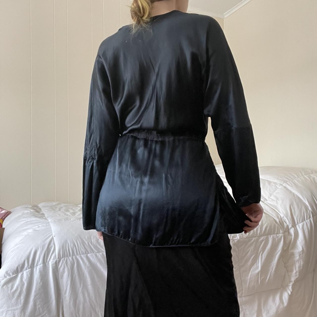 Silk Vintage Pajama Shirt Cinchable Waist Or Wear Depop
