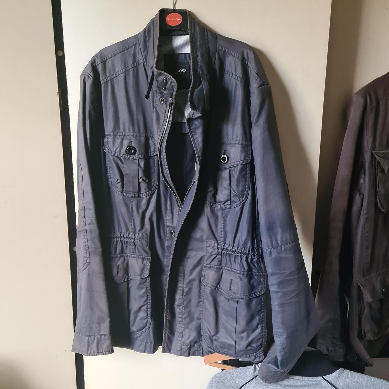 Boss black cotton charcoal field jacket size large... - Depop