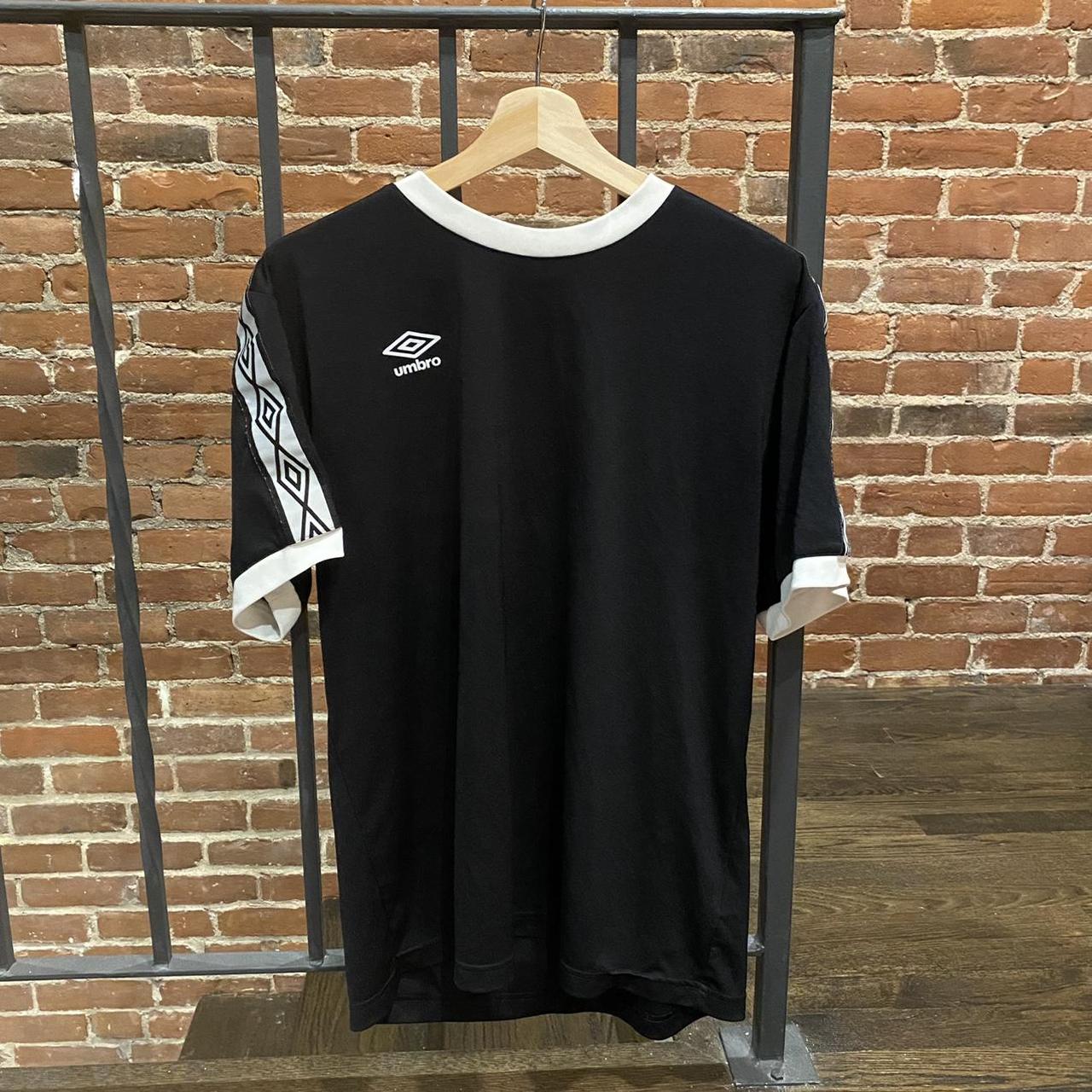 Umbro Retro Soccer T-Shirt, Black Size L - Depop
