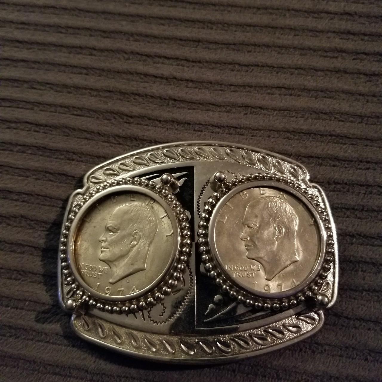 Custom Belt buckle real dollar coins - Depop