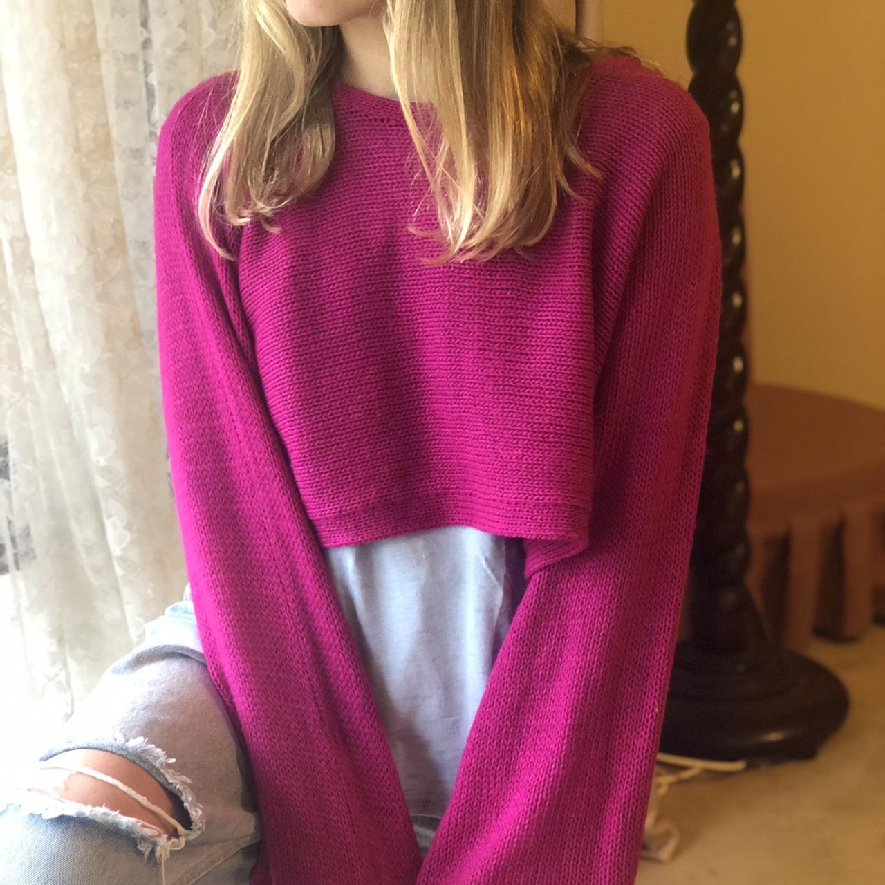 cropped retro sweater. a must have throw on jumper.... - Depop