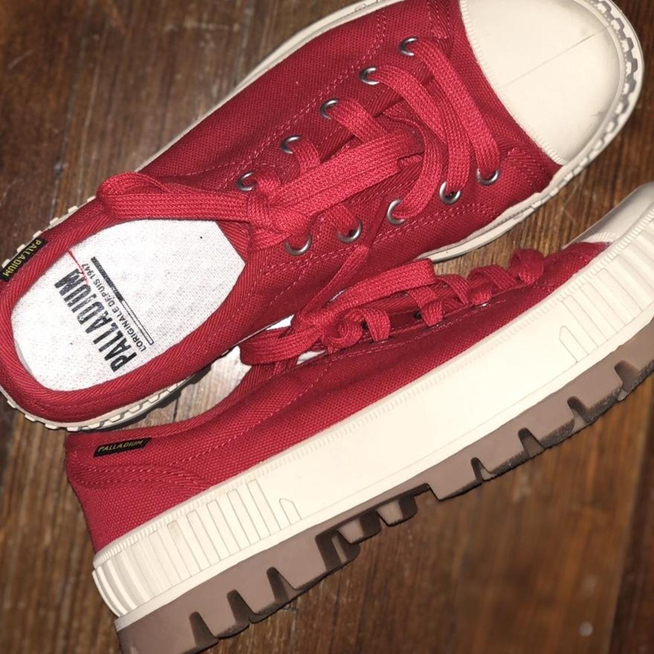 Palladium Red + White Platform Sneakers! These are... - Depop