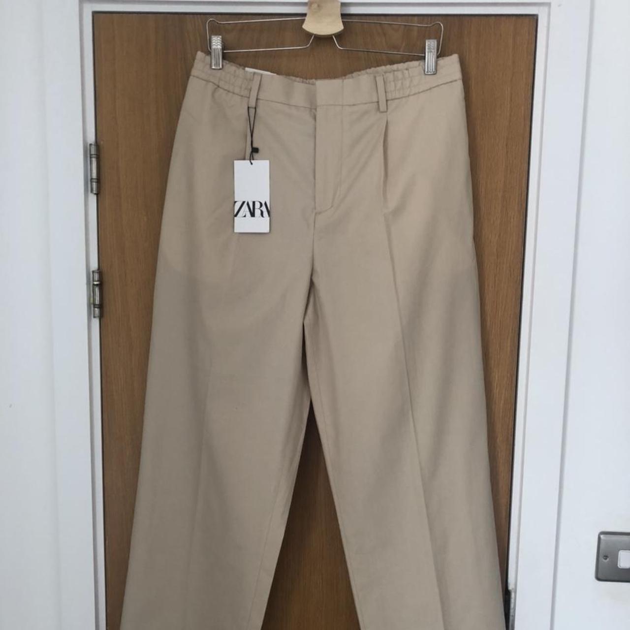 Brand new with labels Zara suit trousers in beige... - Depop