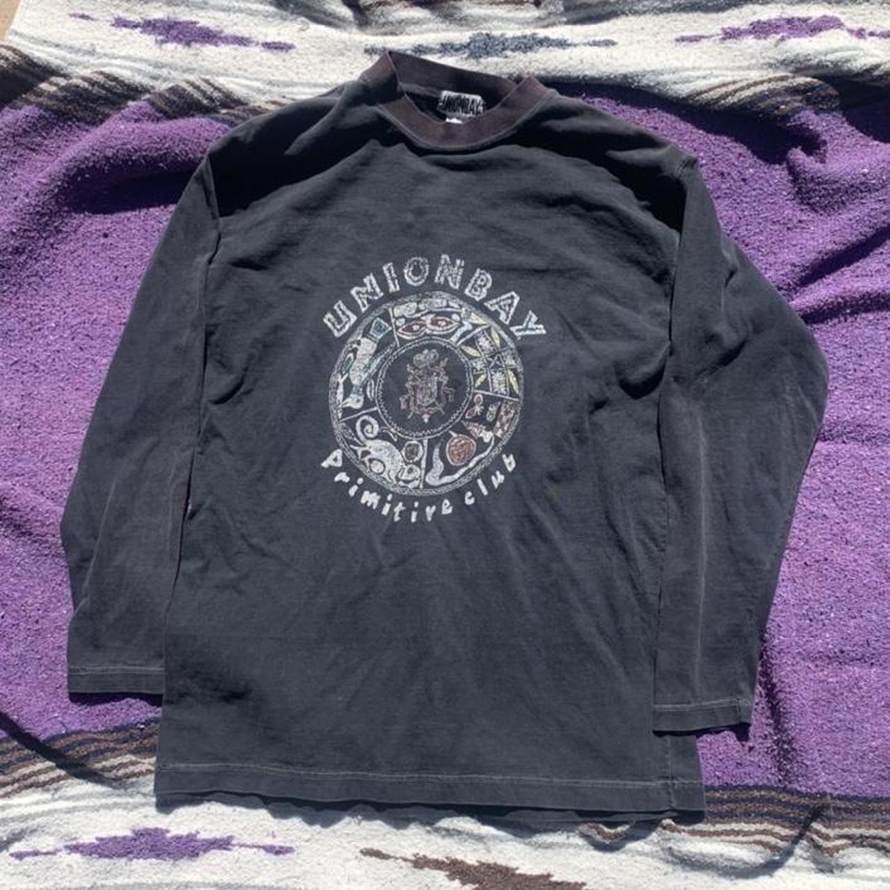 Vintage Black Faded Unionbay Graphic Longsleeve... - Depop