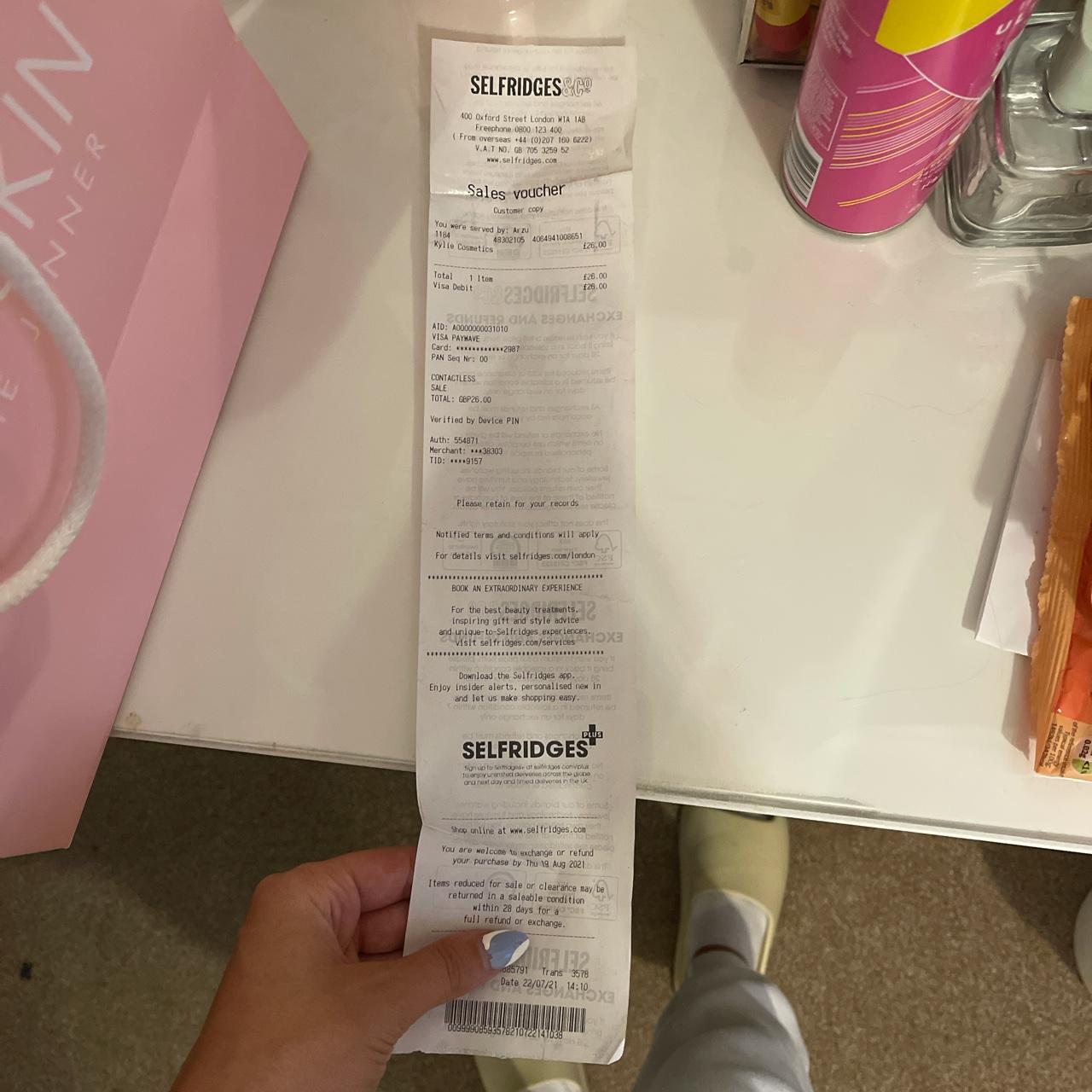 selfridges receipt for @ellie_wedlock | Depop