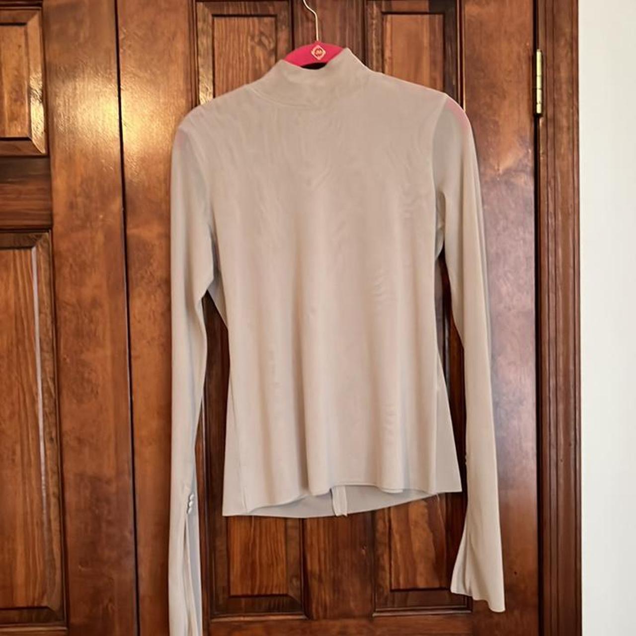 Zara tulle top. Mock neck. Ballet pink and semi-sheer. - Depop