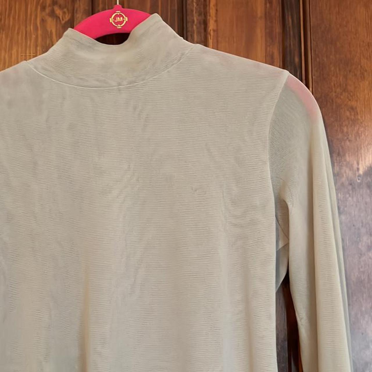 Zara tulle top. Mock neck. Ballet pink and semi-sheer. - Depop