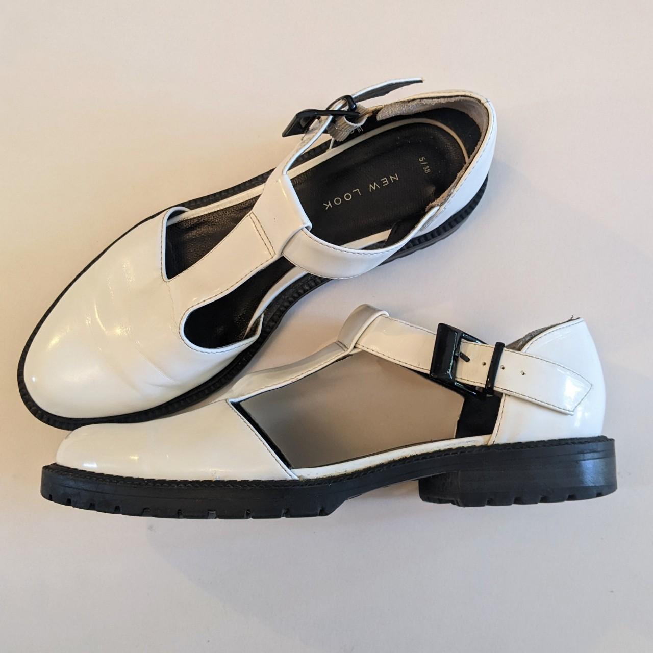 White chunky cut out brogues 🌹 Buckle up preppy,... - Depop