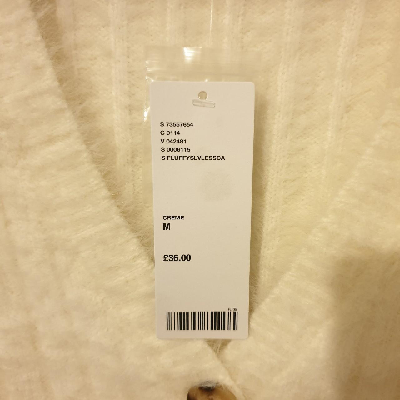 Womans cream fluffy sleeveless cardigan - Depop