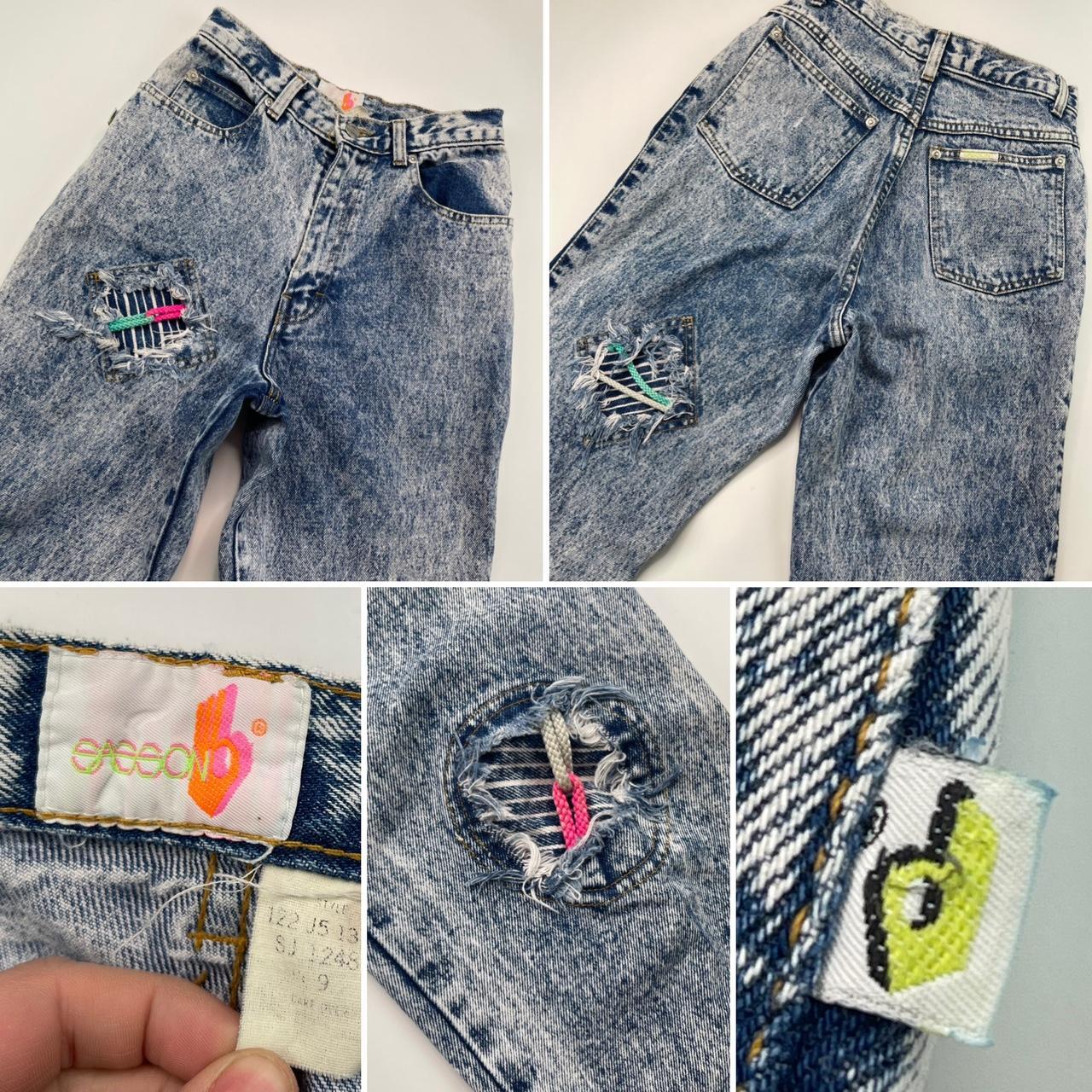 Vintage 80s acid wash Sasson jeans with bungee... | Depop