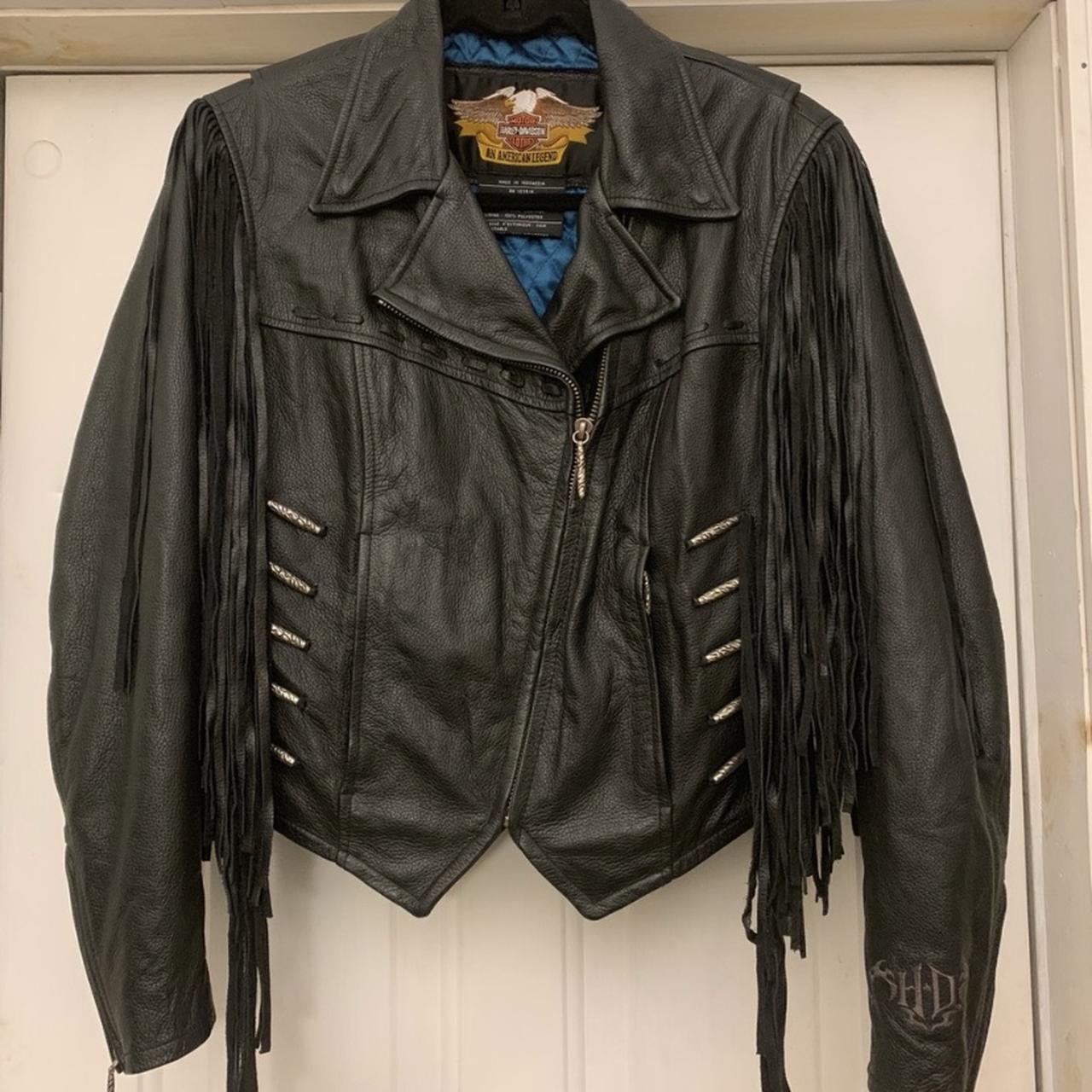Harley Davidson Fringe Leather Motorcycle Jacket!... | Depop