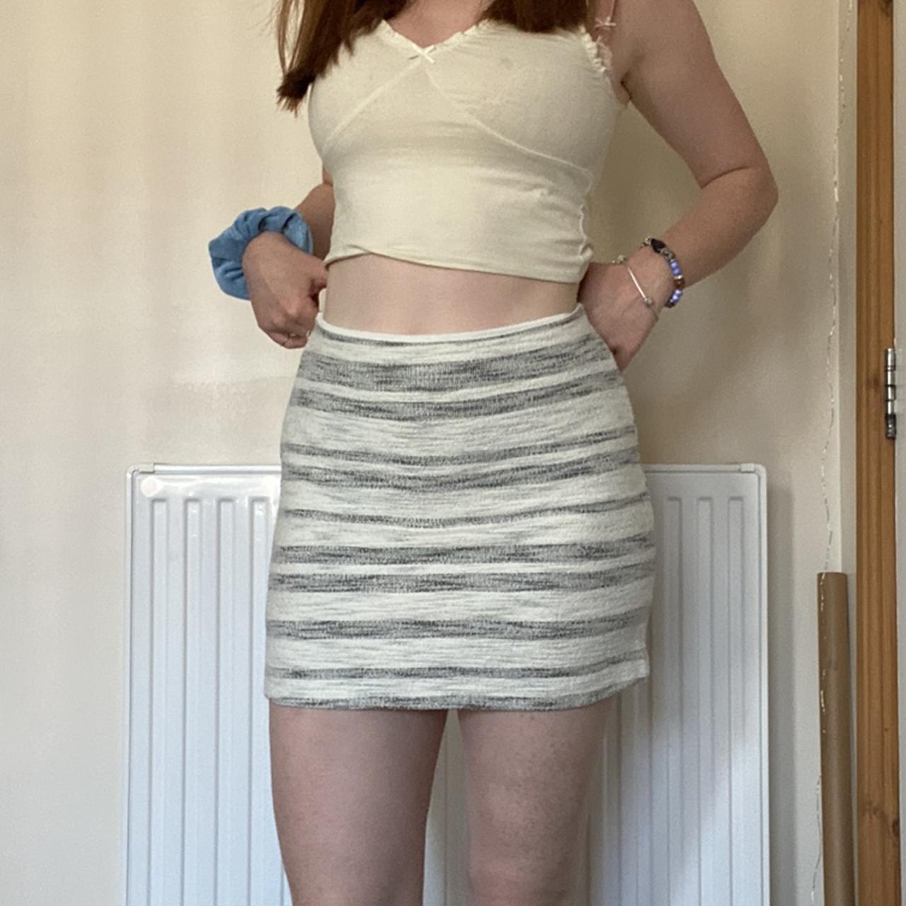 Topshop textured grey and white striped skirt. I... - Depop