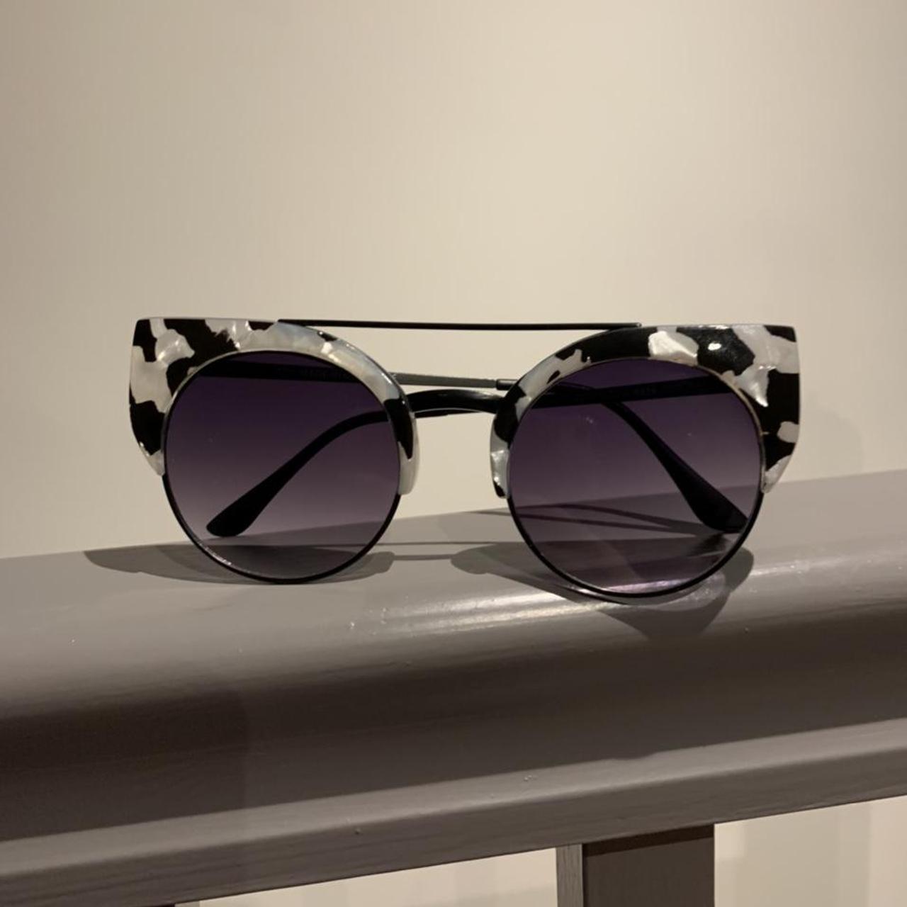Black& white tortoise shell cat eye sunglasses... - Depop