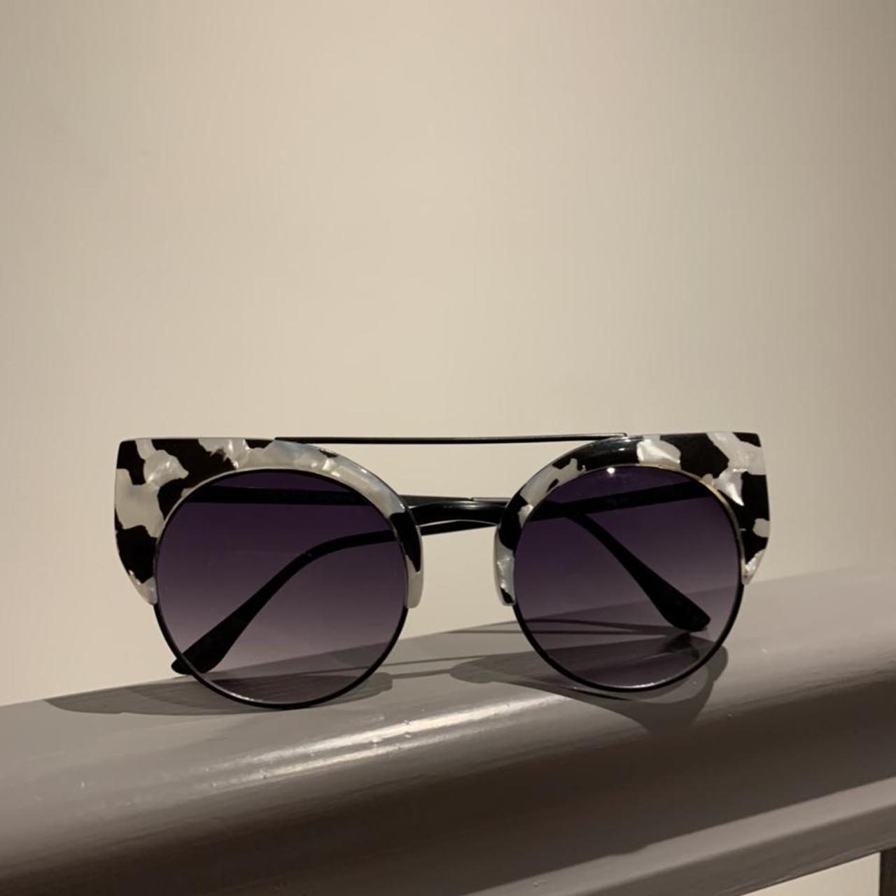 Black& white tortoise shell cat eye sunglasses... - Depop