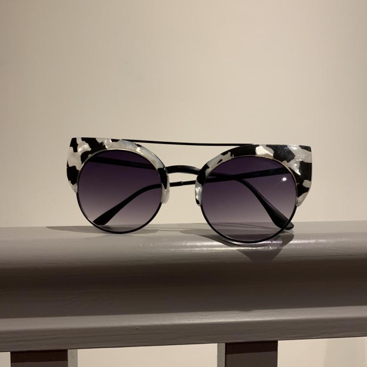 Black& white tortoise shell cat eye sunglasses... - Depop