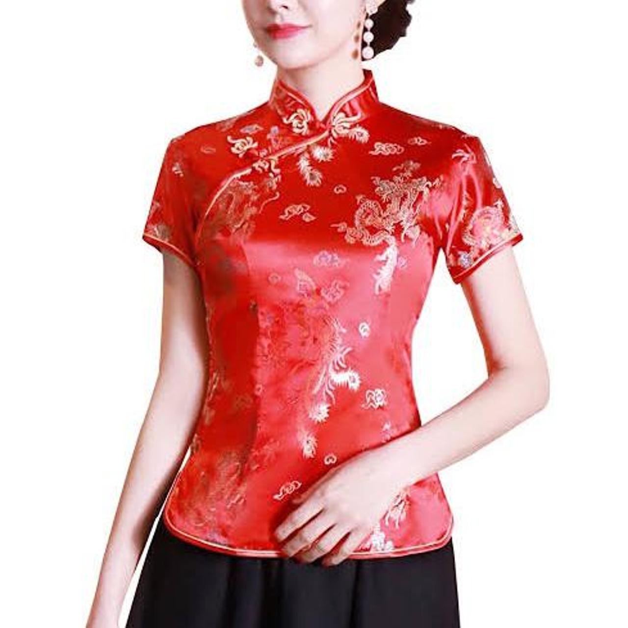 traditional vintage cheong sam size M/L made in... - Depop