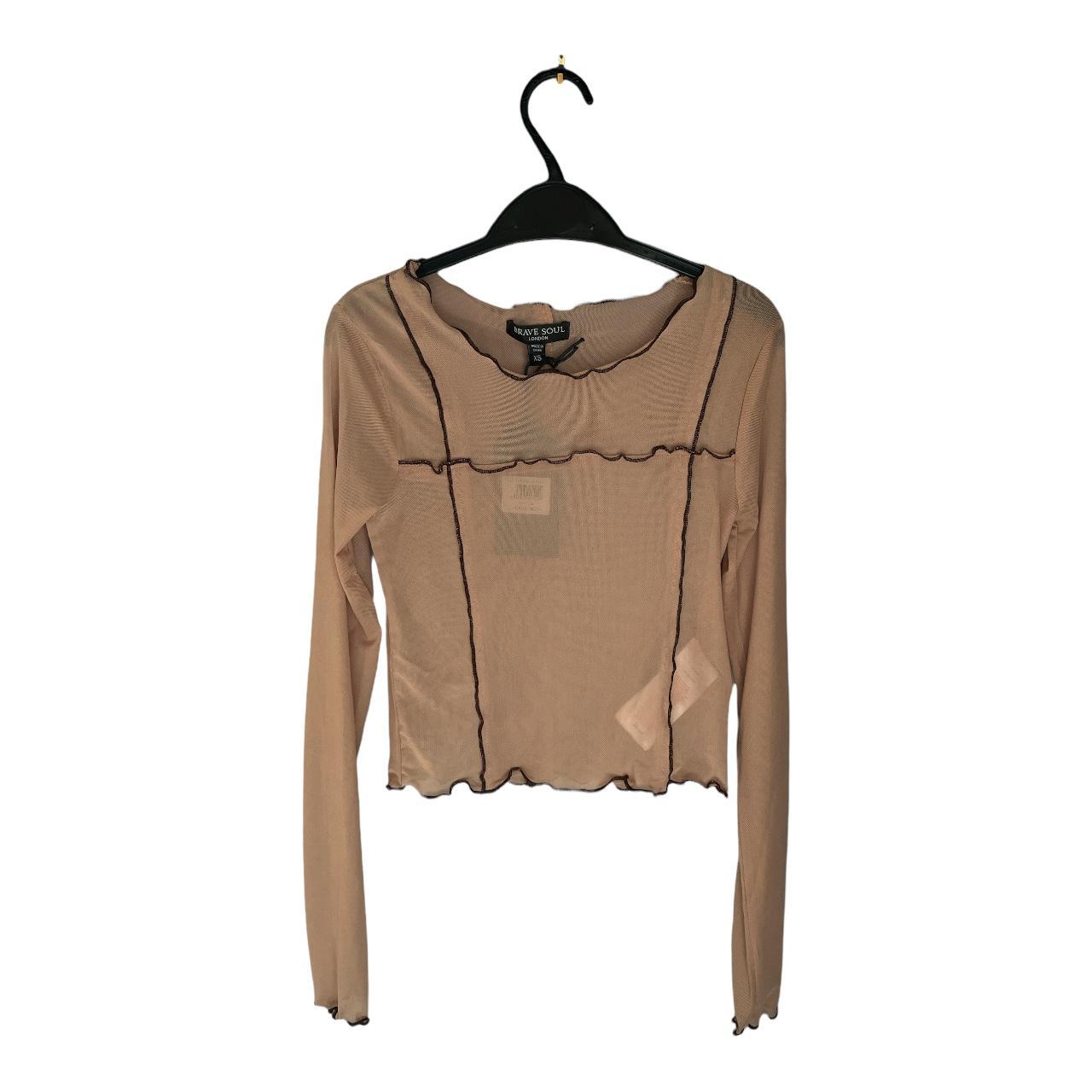 Brave Soul London sheer mesh 90s style long sleeve... - Depop