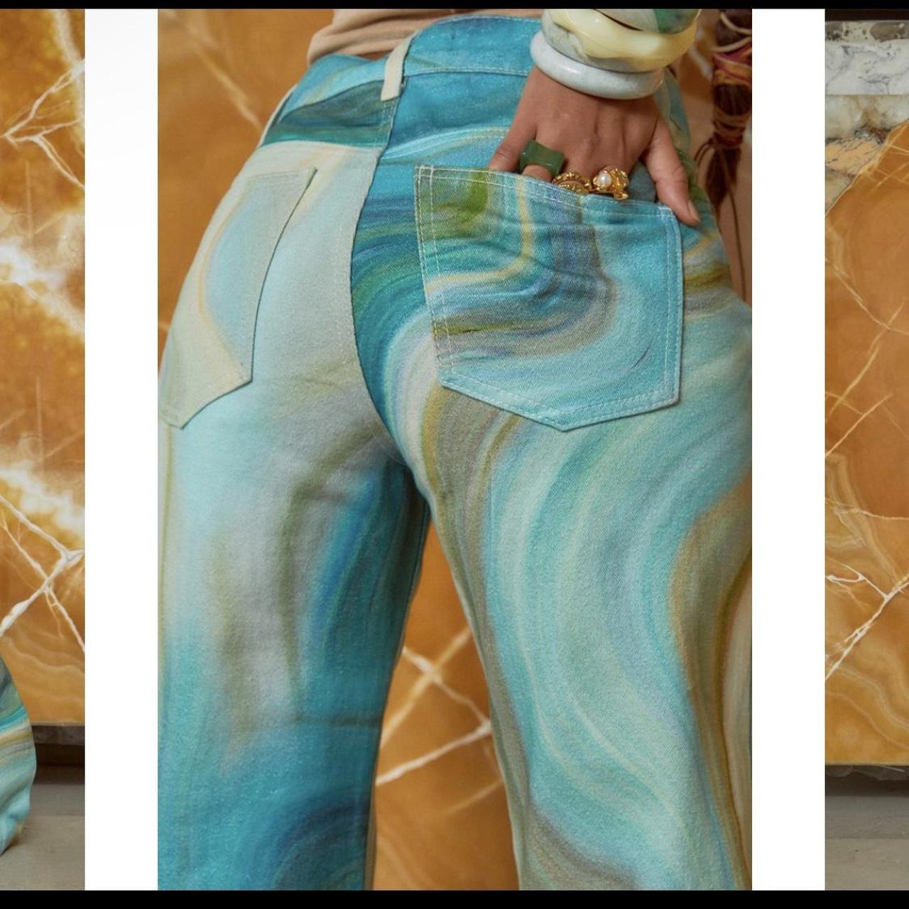 Jaded London Blue Marble Print Slouchy Boyfriend... - Depop