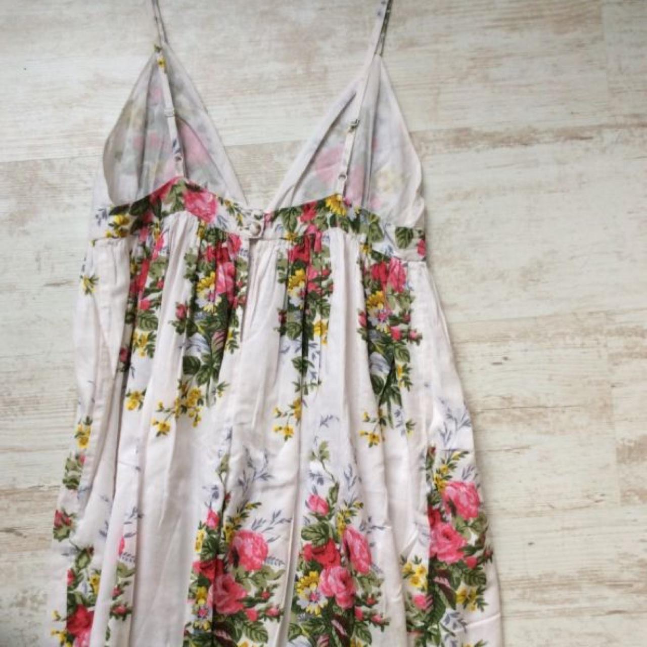 Topshop Floral Print Sundress. Size 10. Buttons at... - Depop