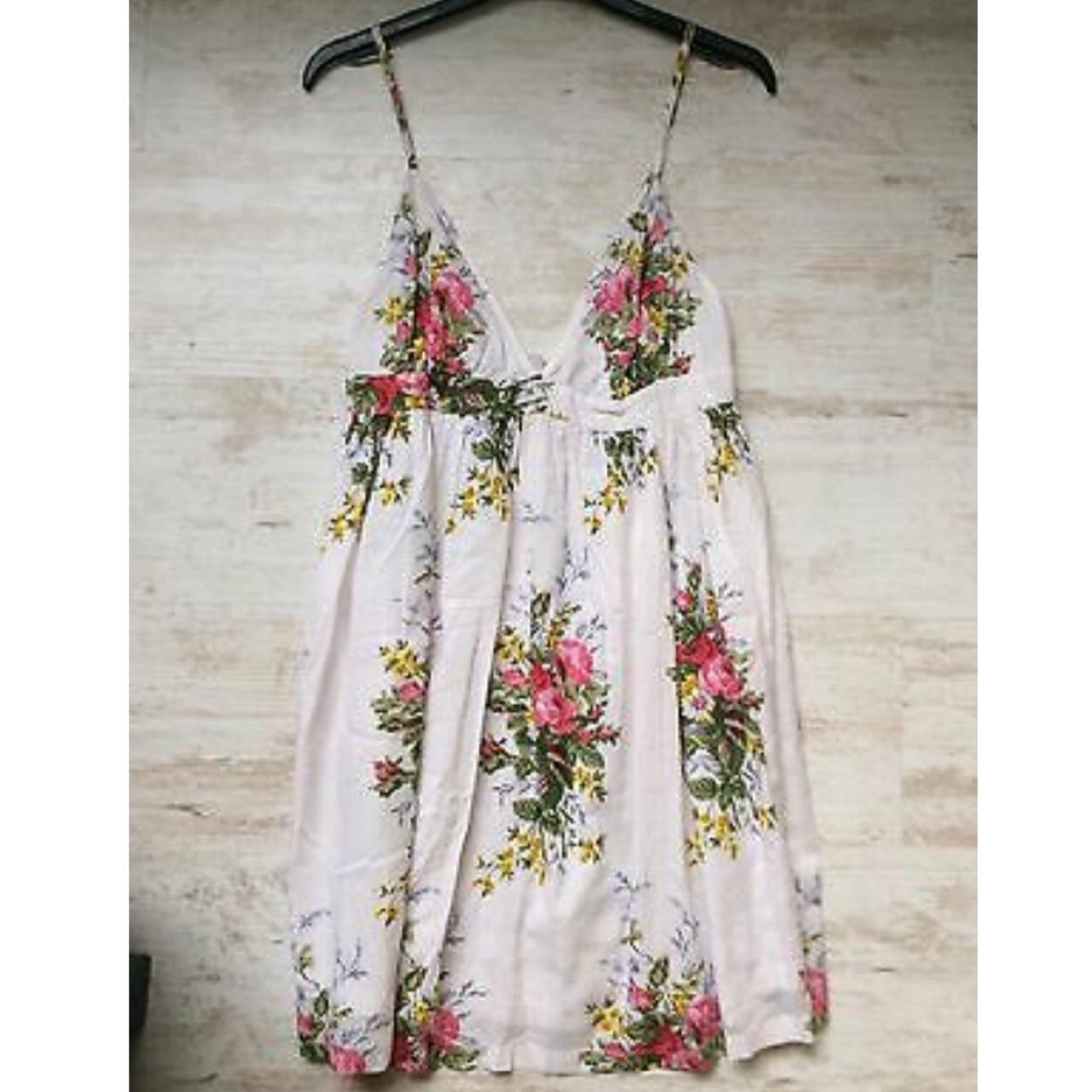 Topshop Floral Print Sundress. Size 10. Buttons at... - Depop