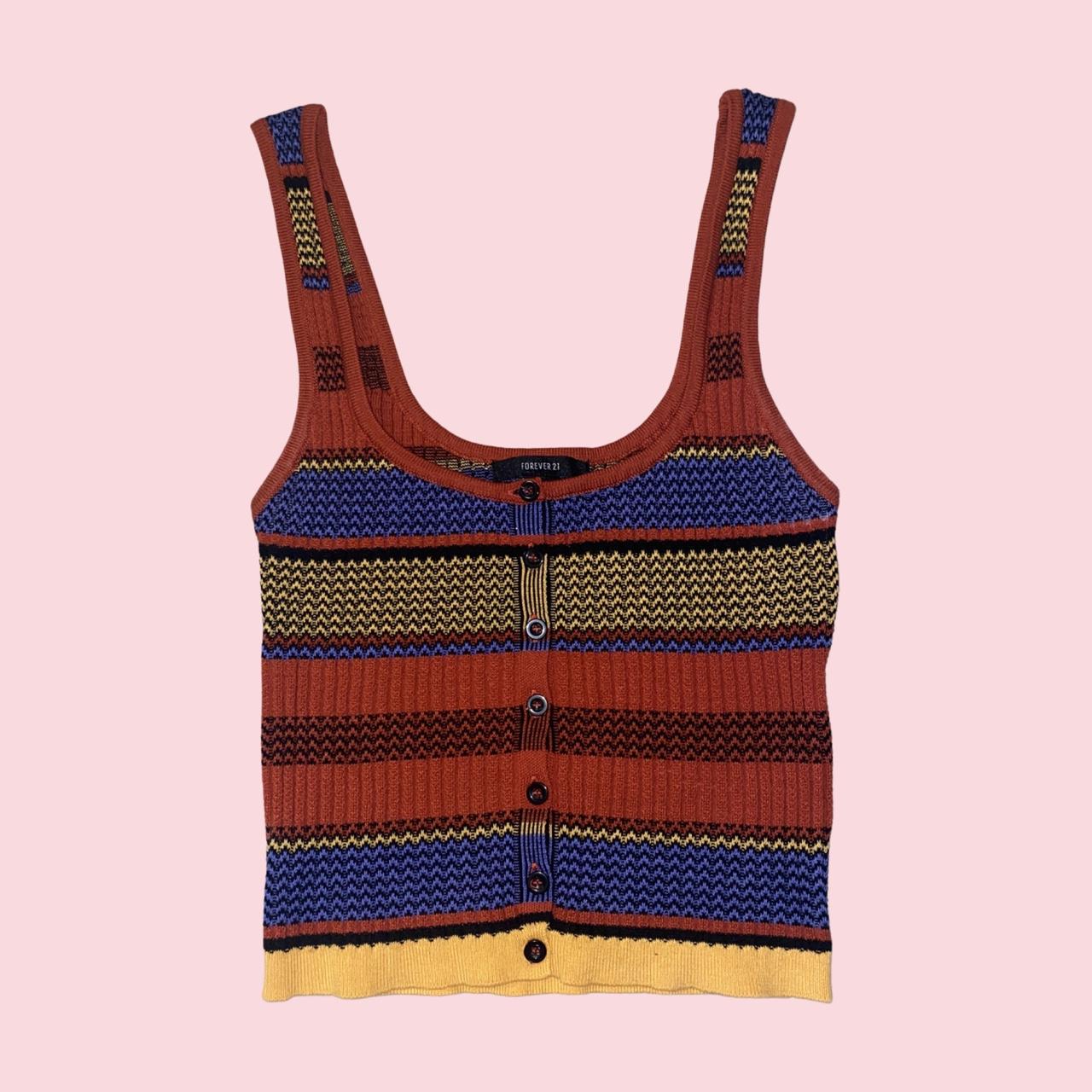 Forever 21 knit striped button tank top - brand new,... - Depop