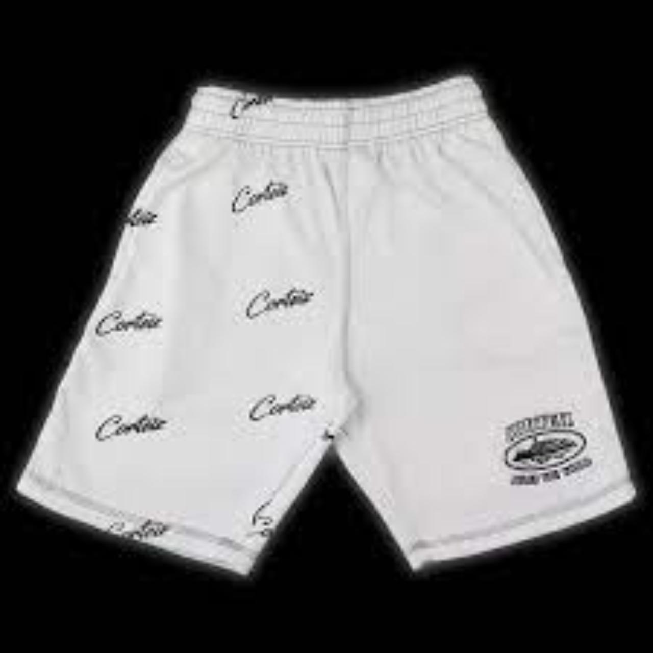 - Cortiez white & black division shorts - Deadstock,... - Depop
