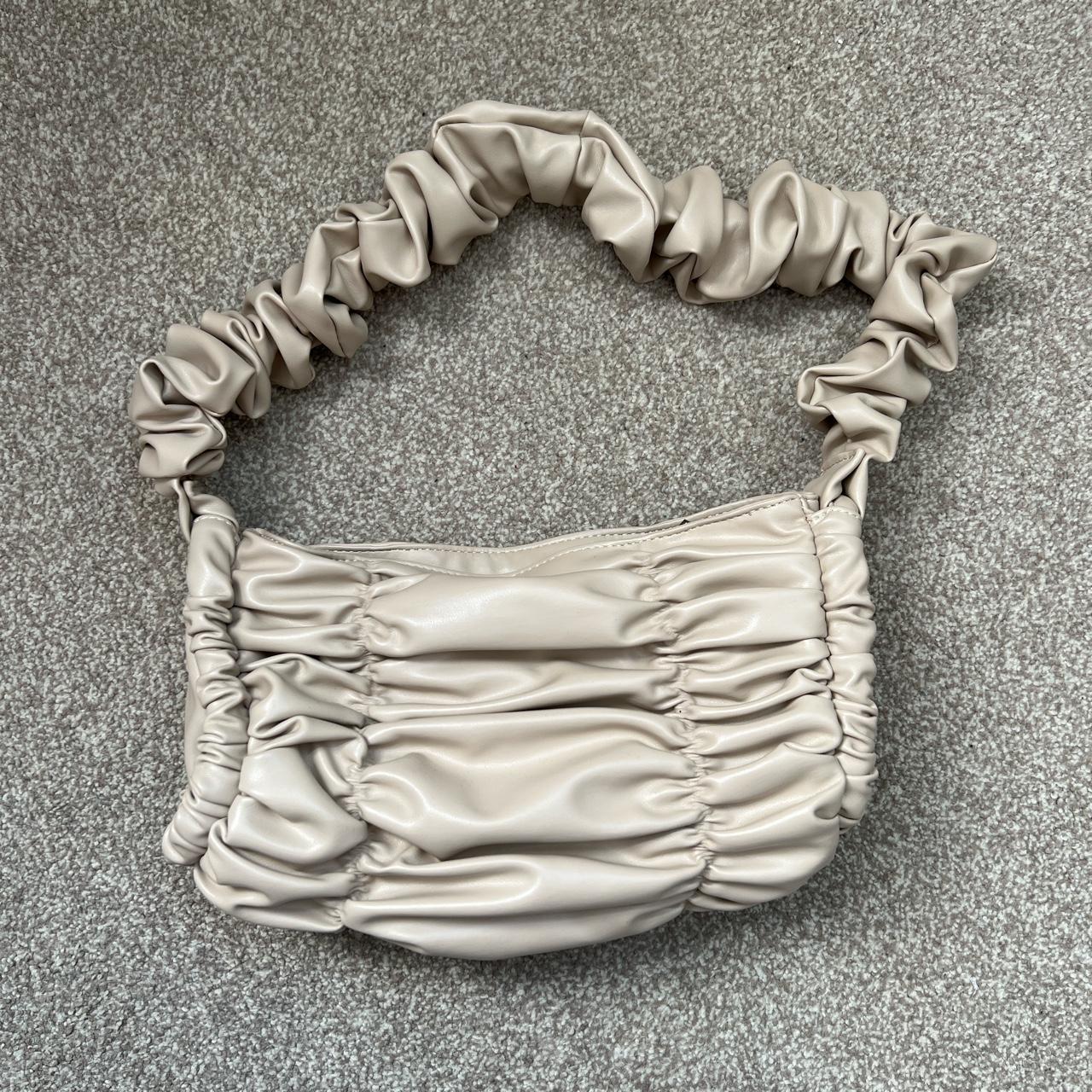 asos cream beige ruched pleated bag, perfect... - Depop