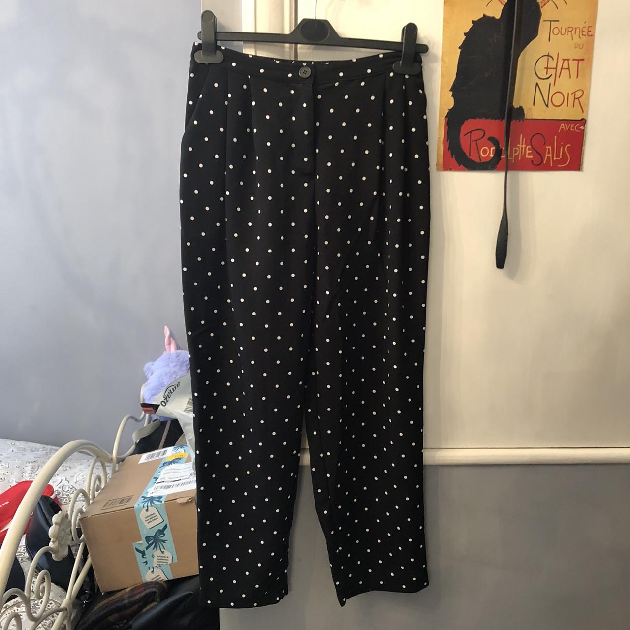 monki navy spot trousers size 34 / U.K. size 8.... - Depop