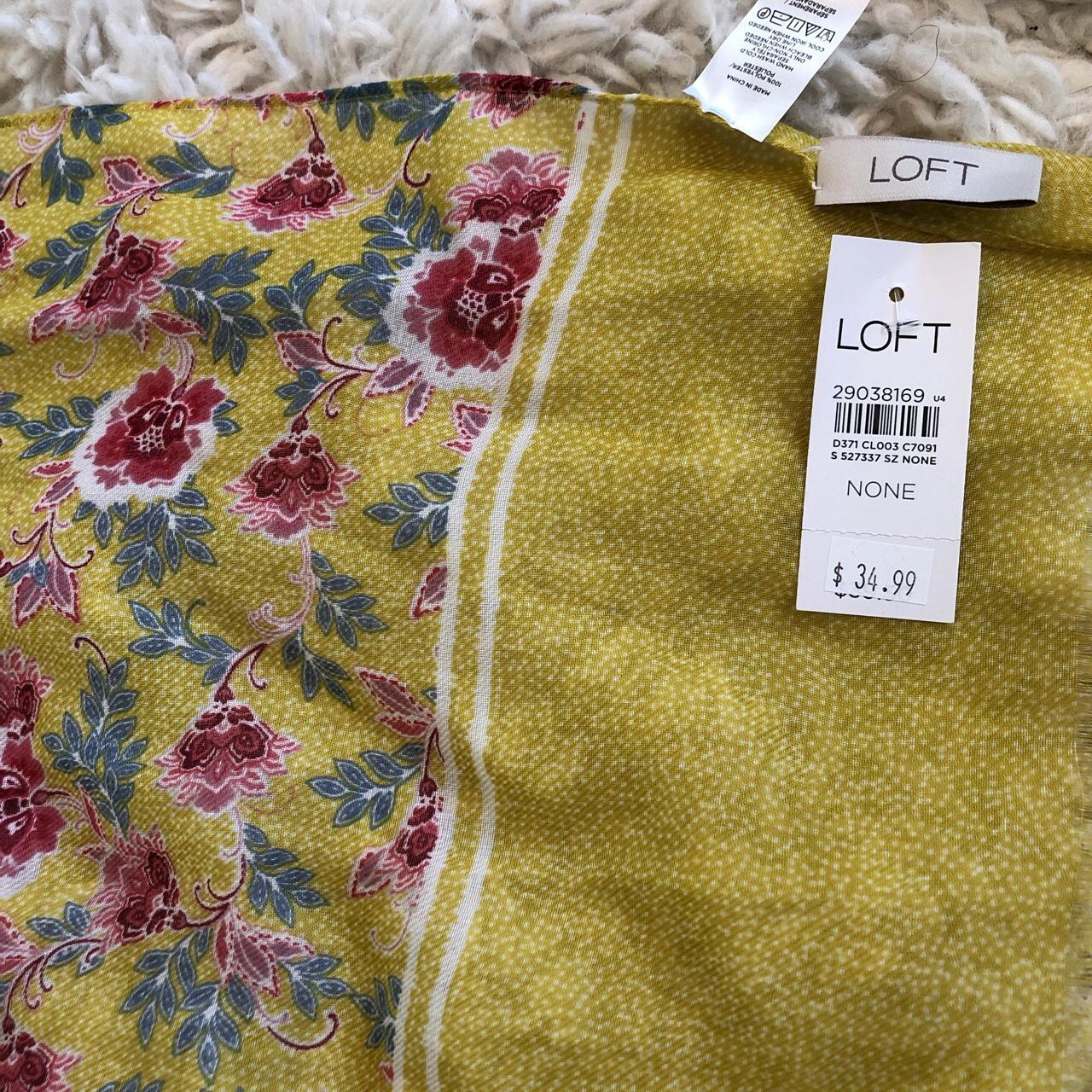 Sheer floral scarf from LOFT. Yellow with blue &... - Depop