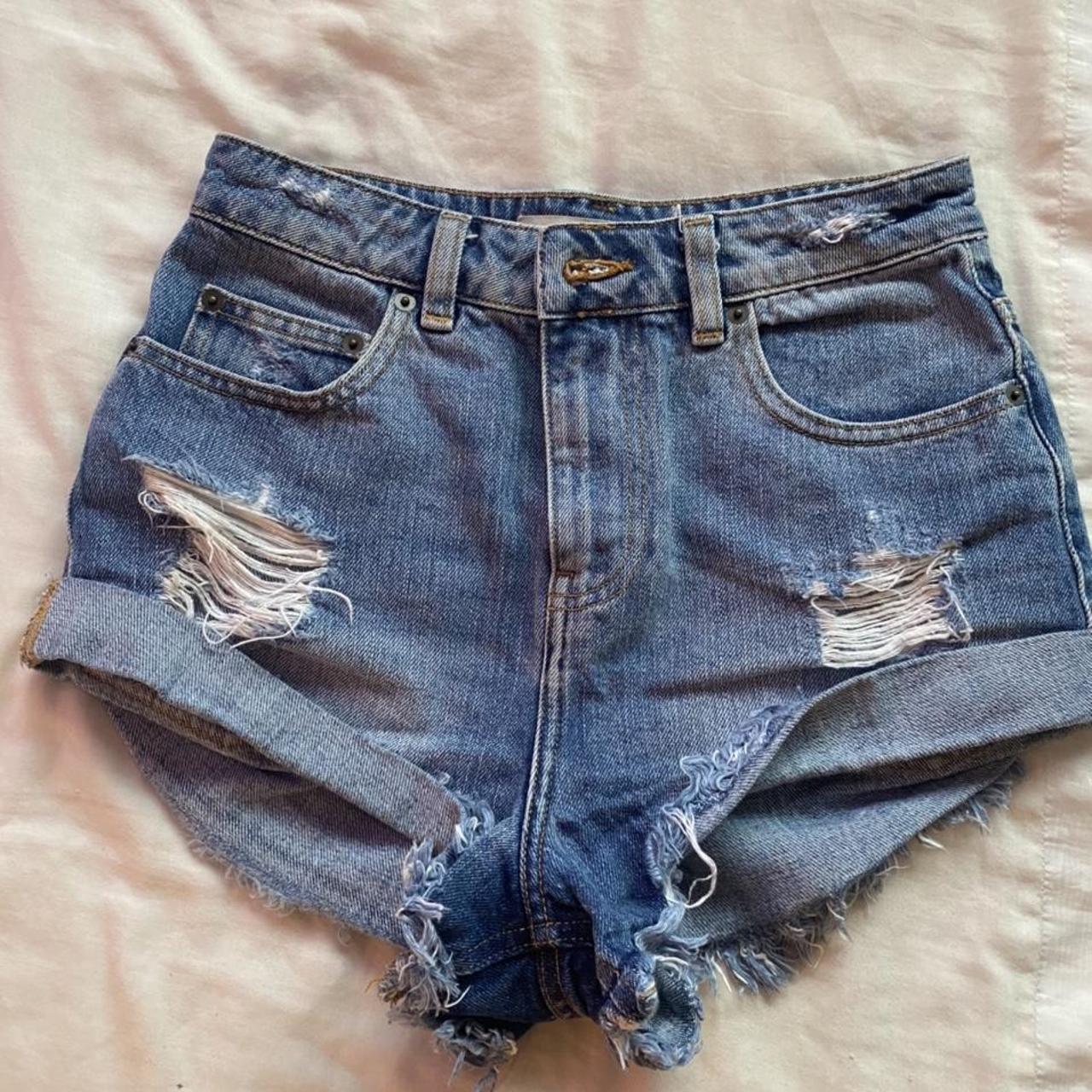 Cute mid wash blue denim shorts from asos Worn a... - Depop