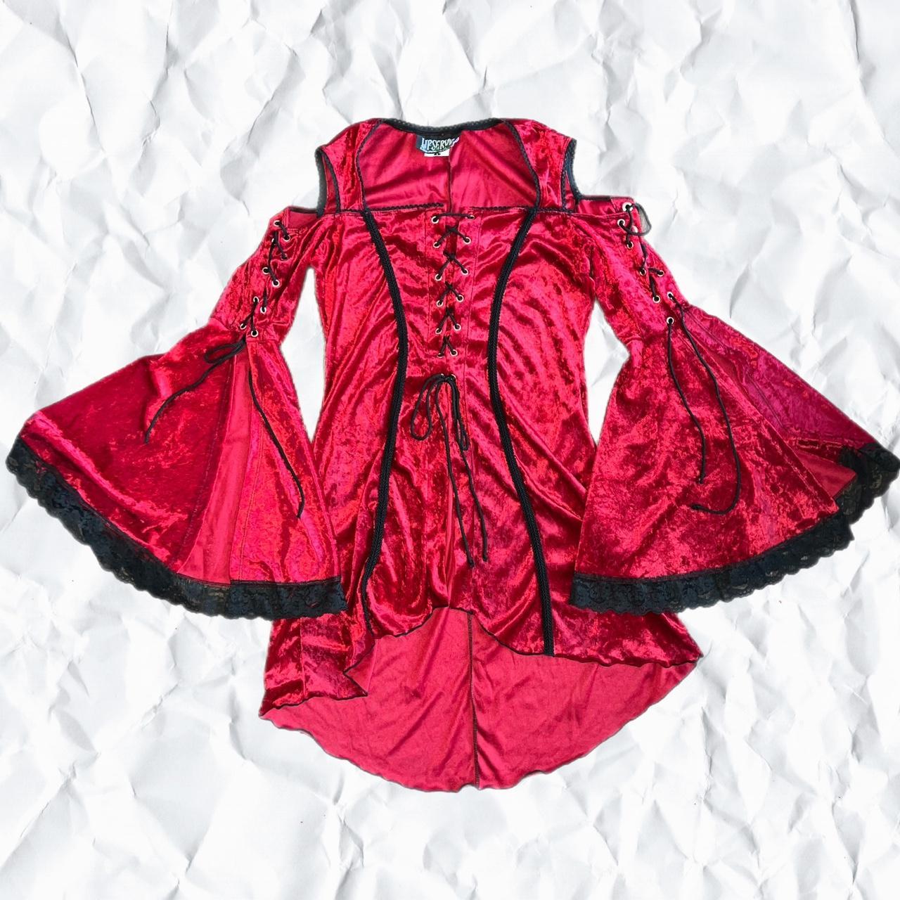 Lip Service Women's Red and Black Blouse | Depop