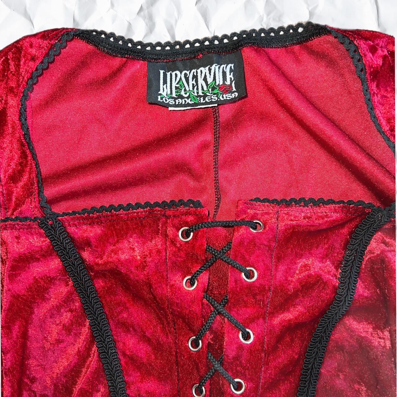 Lip Service Women's Red and Black Blouse | Depop