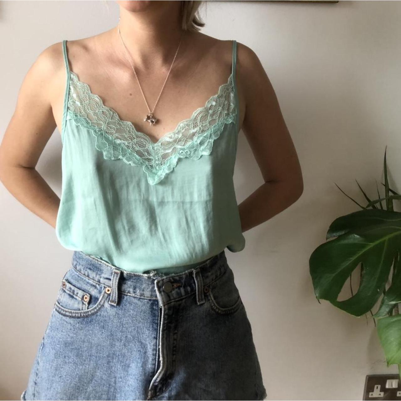 Turquoise y2k silky cami top, brand-new w tags 🤍🤍 - Depop