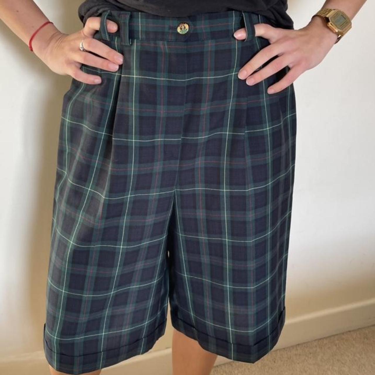 Plaid golf shorts! Knee length with a cool hem.... - Depop