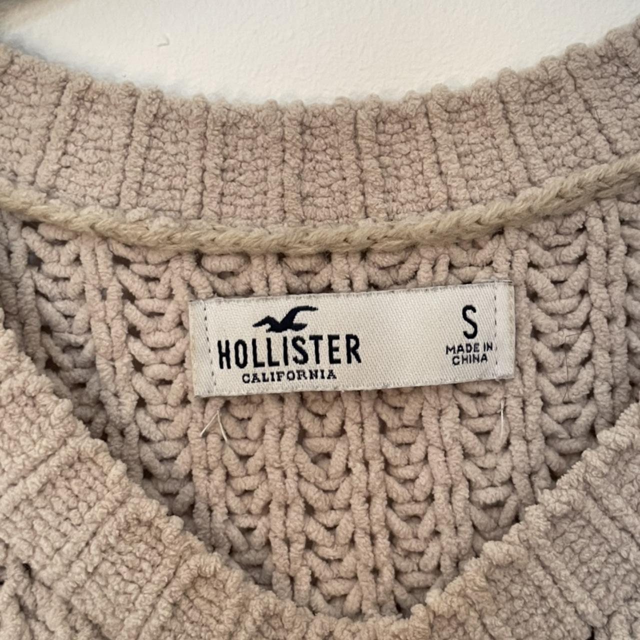 Hollister Chunky Knit Jumper Beige coloured jumper,... - Depop