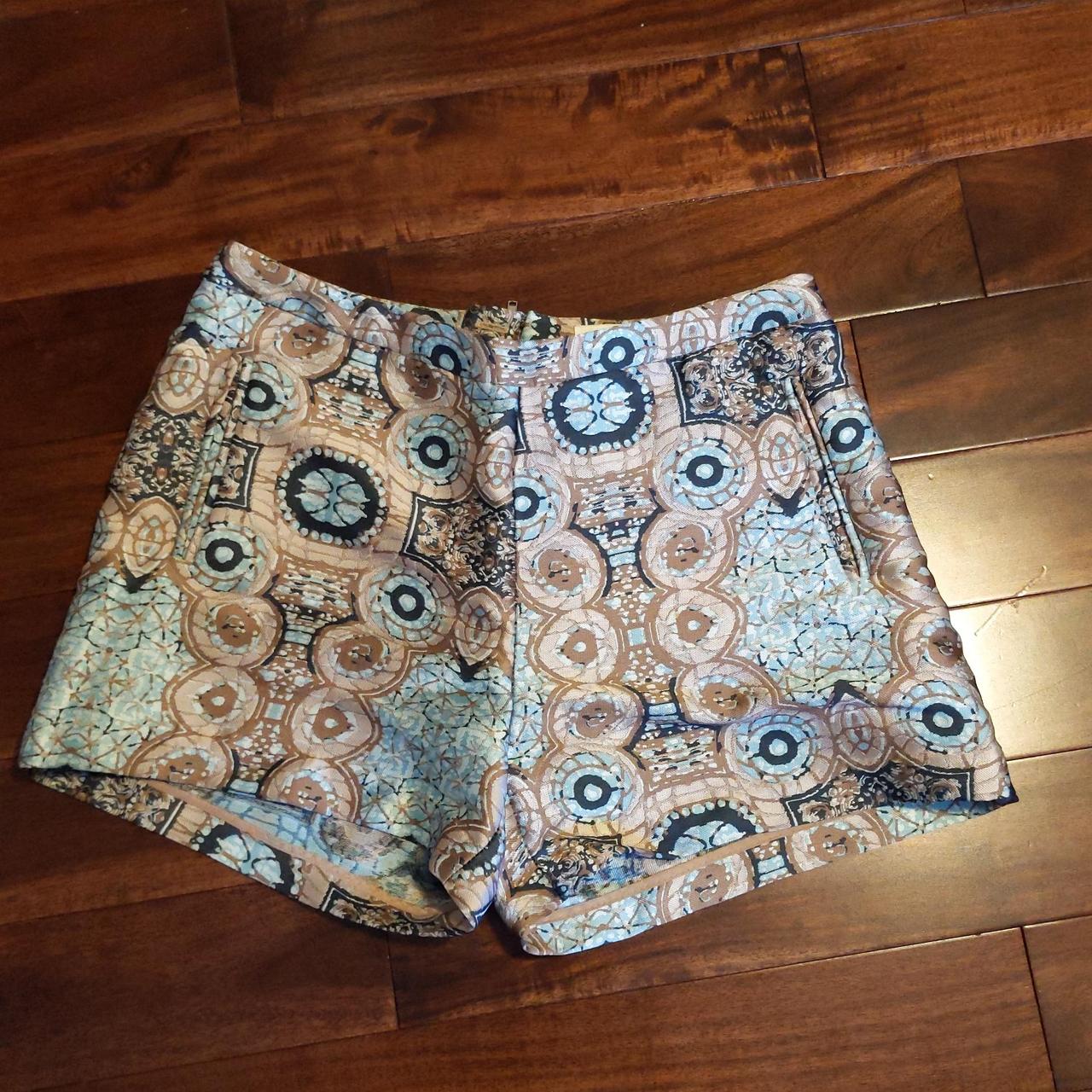 Super cute brocade style mini shorts. Zipper at the... - Depop