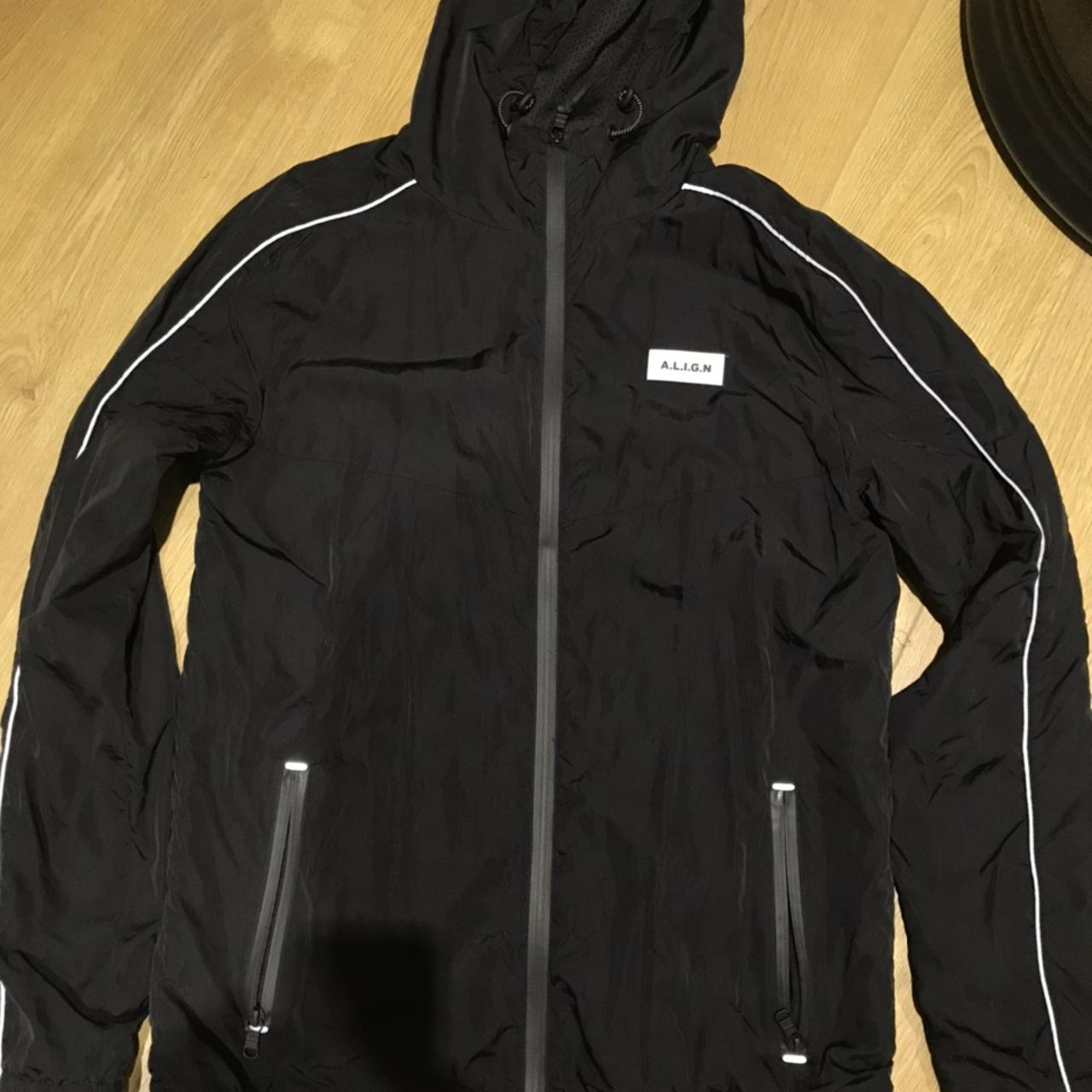 ALIGN Performance Rain Jacket - black and reflective... - Depop
