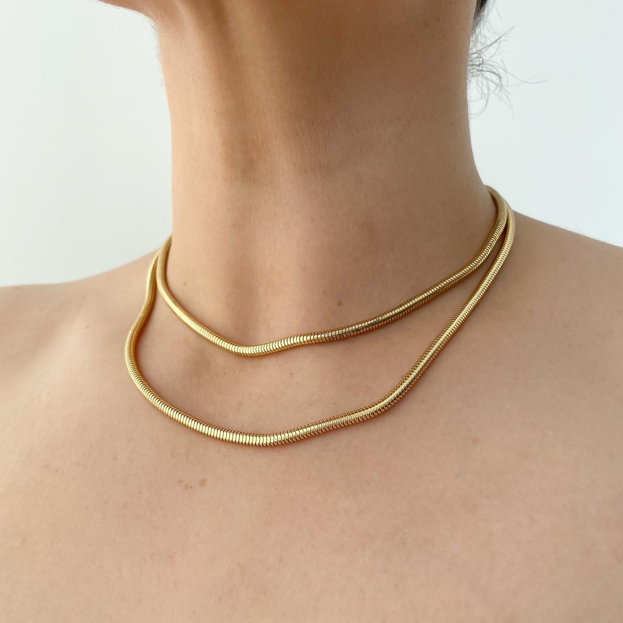 Gold Snake Chain Gold necklace 18K gold plated... - Depop