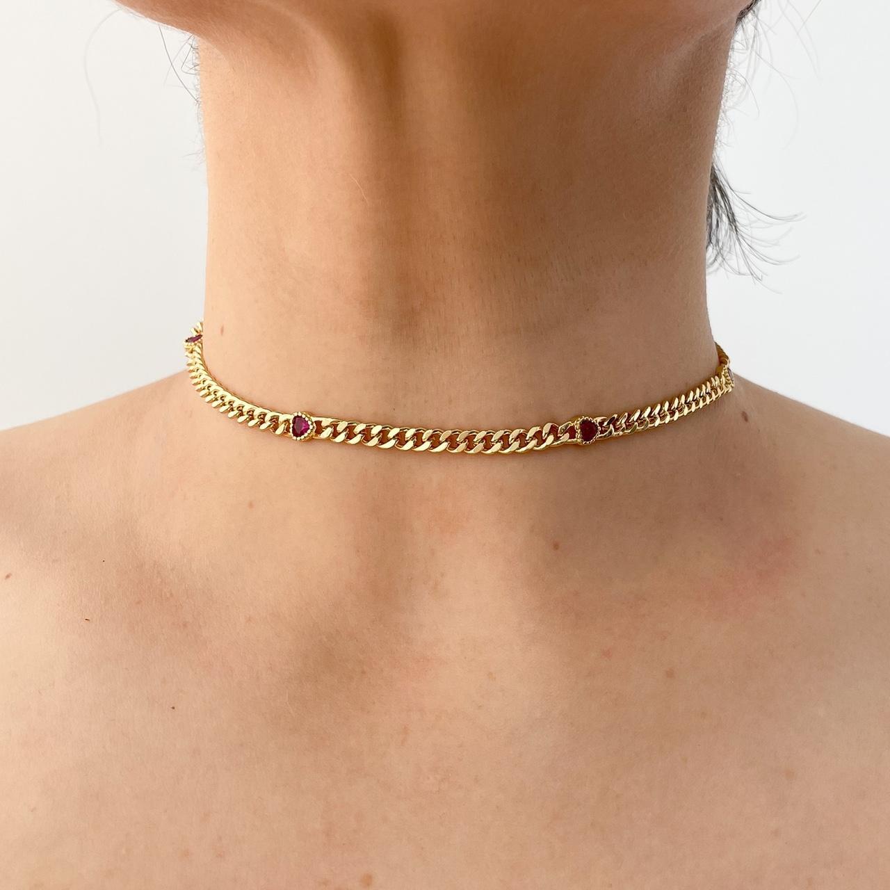 Cuban Curb Chain Heart necklace 24k gold filled... - Depop