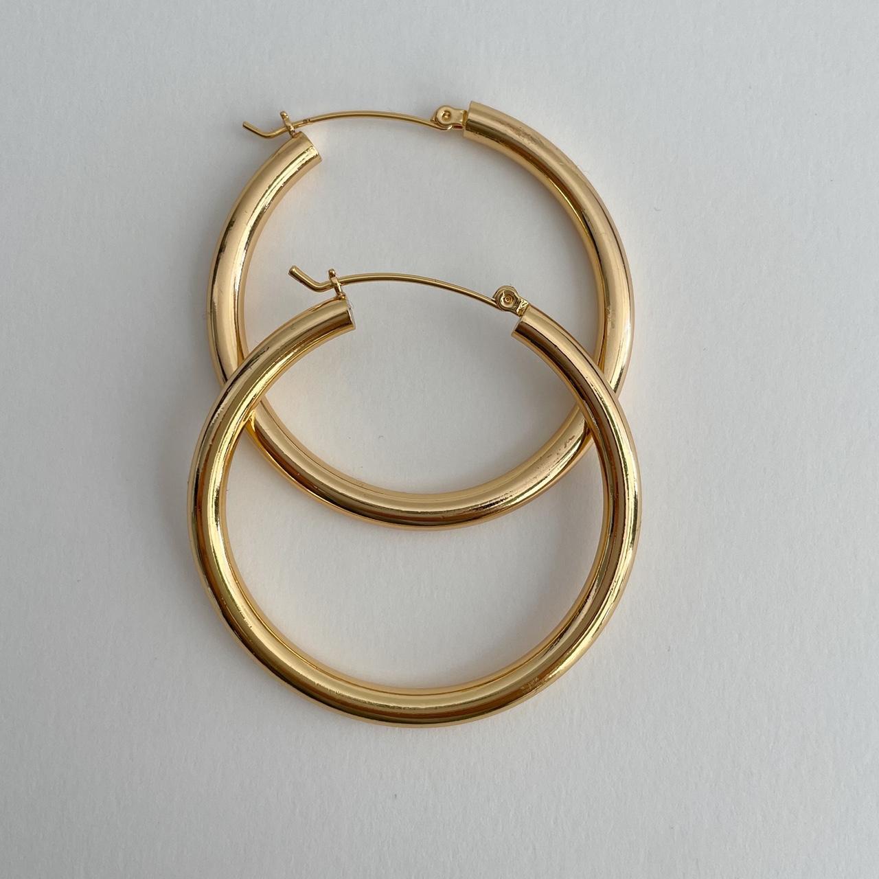 Gold Hoops 50mm Chunky Hoops 18K gold plated... - Depop