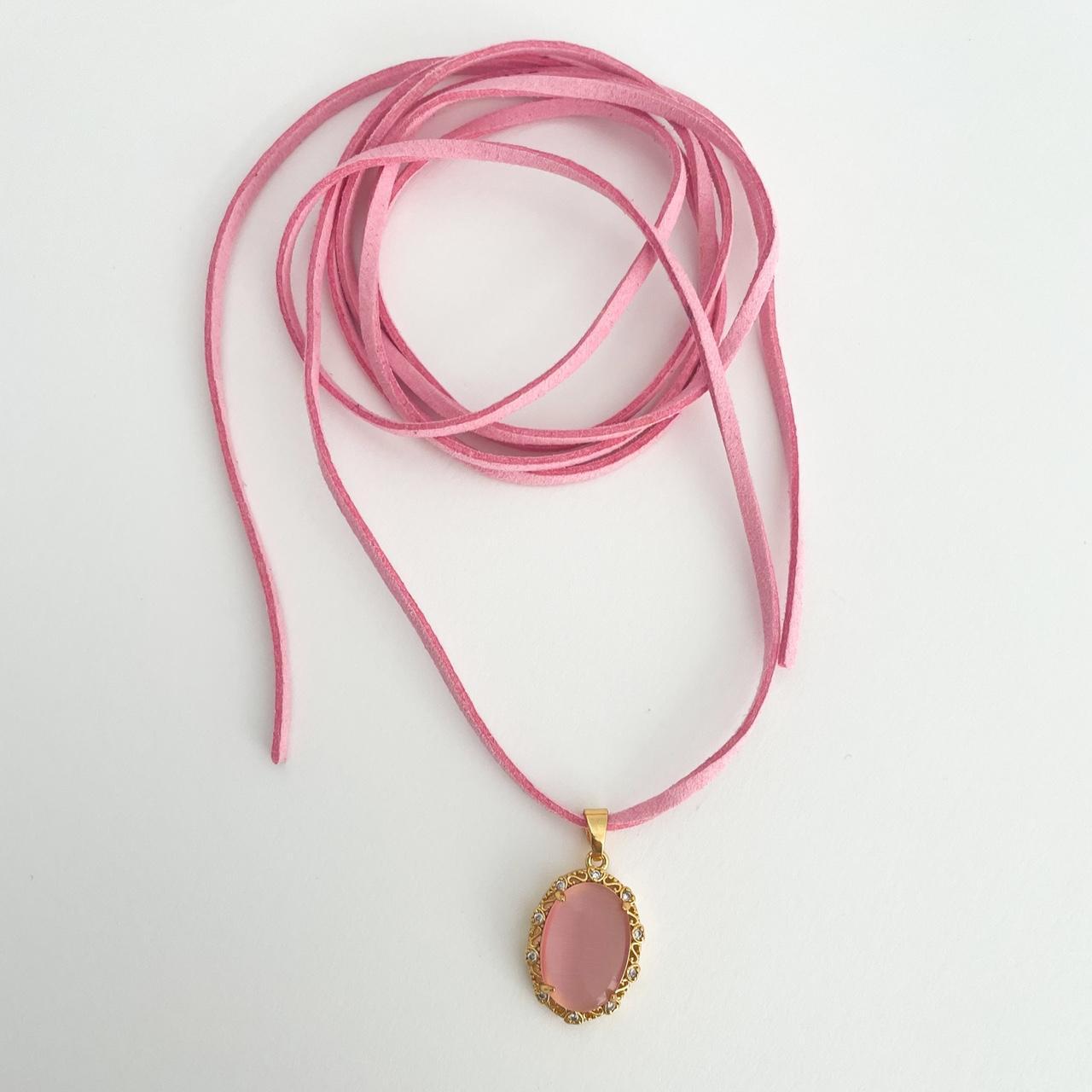 Pink Necklace Victorian Necklace ribbon Choker... - Depop