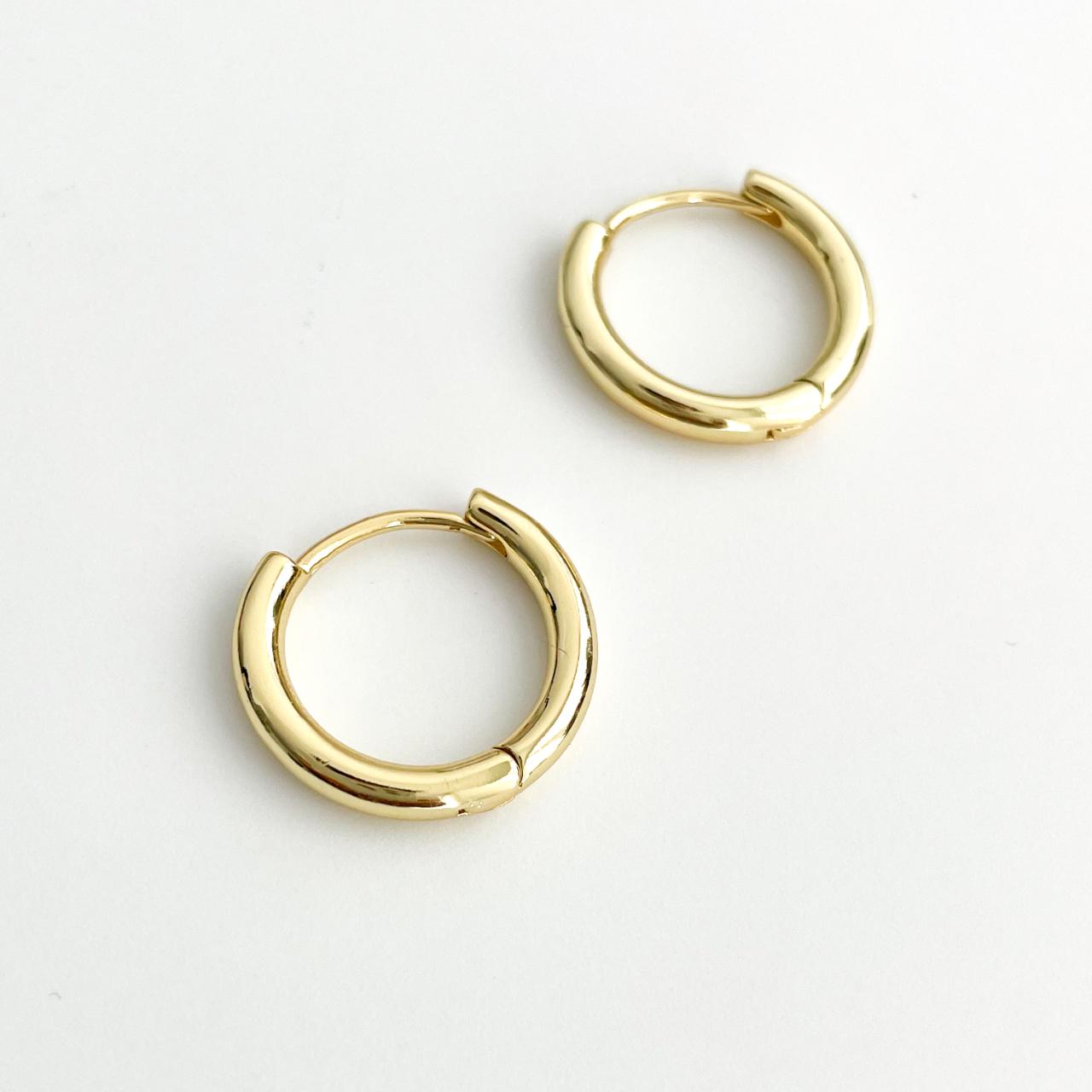 Small Gold Hoops 18K gold plated stainless steel,... - Depop