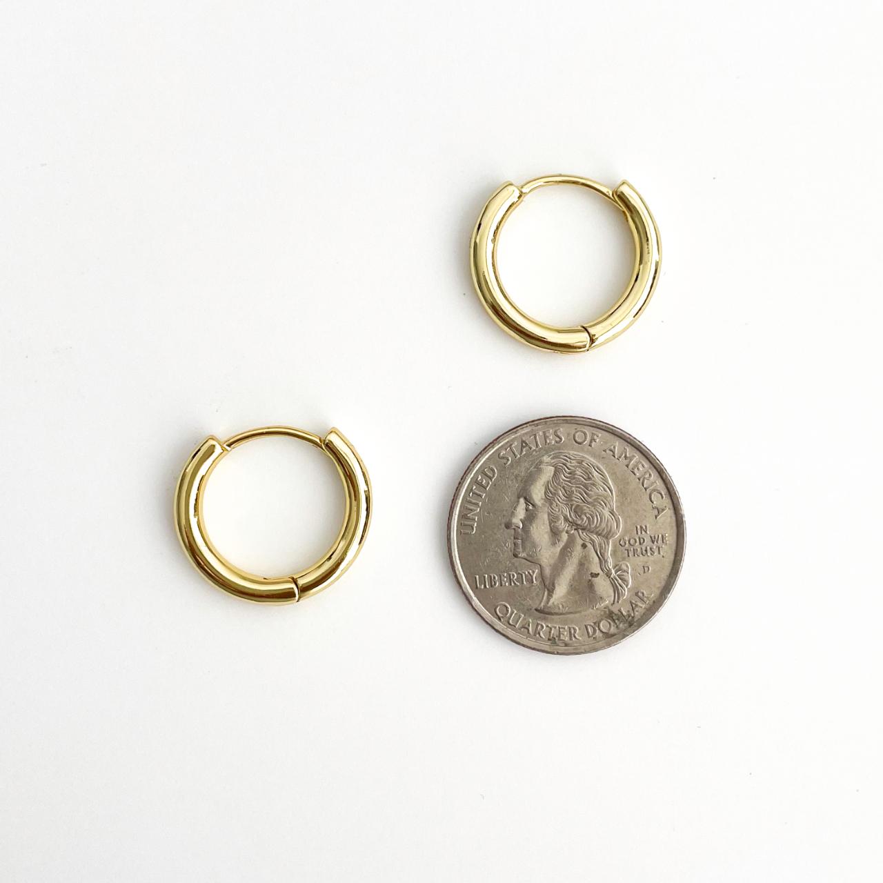 Small Gold Hoops 18K gold plated stainless steel,... - Depop