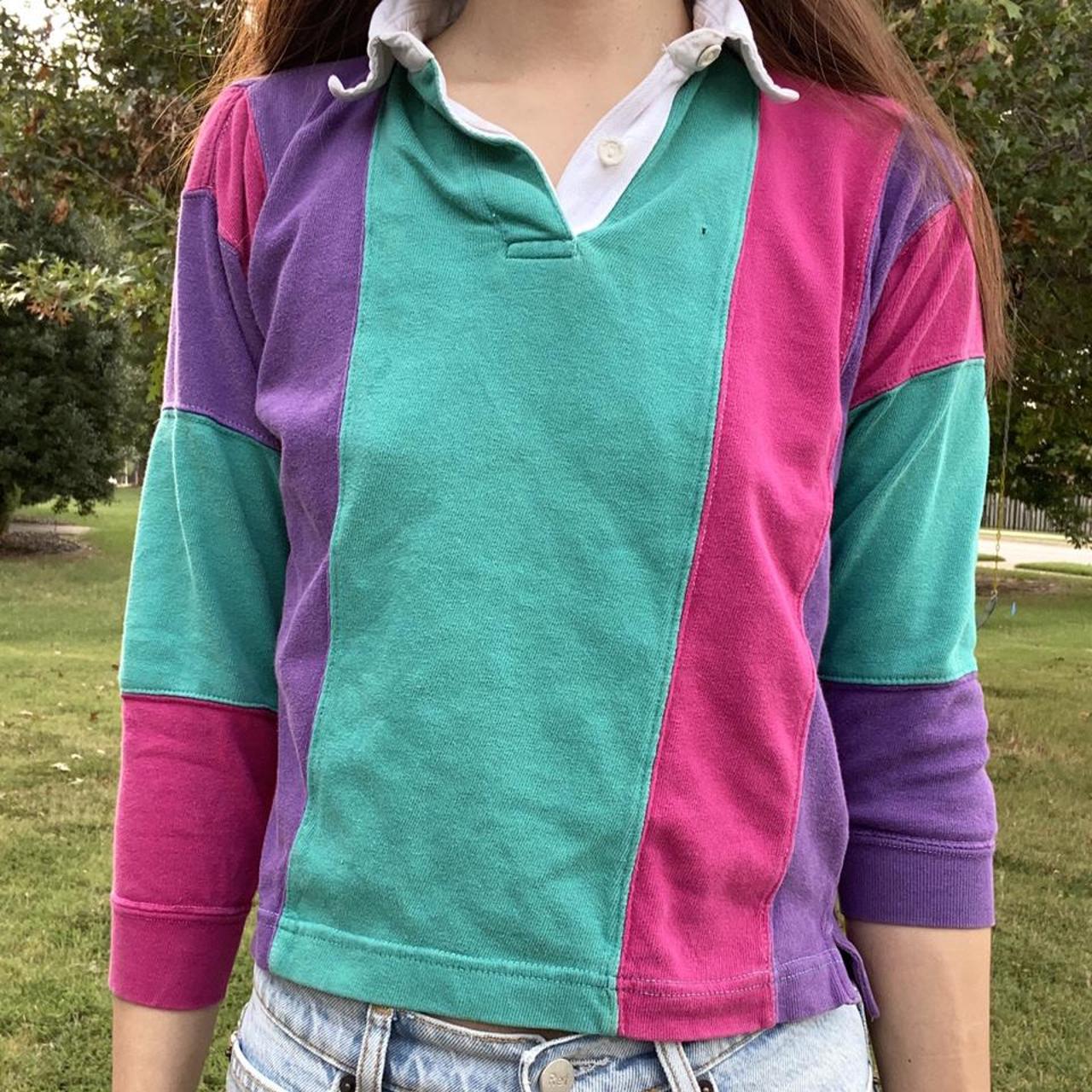 Vintage color block polo shirt! Omg super cute... - Depop